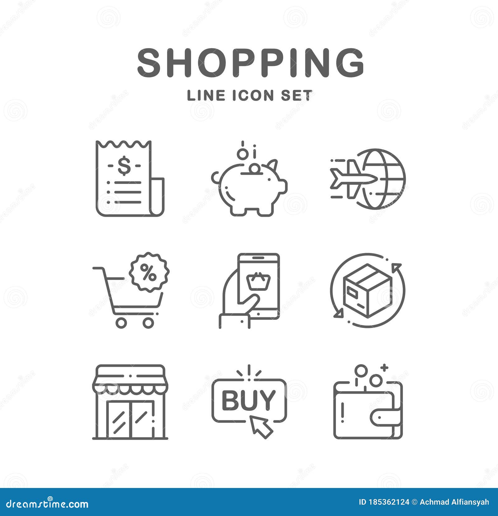 Shopping Icon Set Grey Color, Use for Web and Company Logo Stock ...