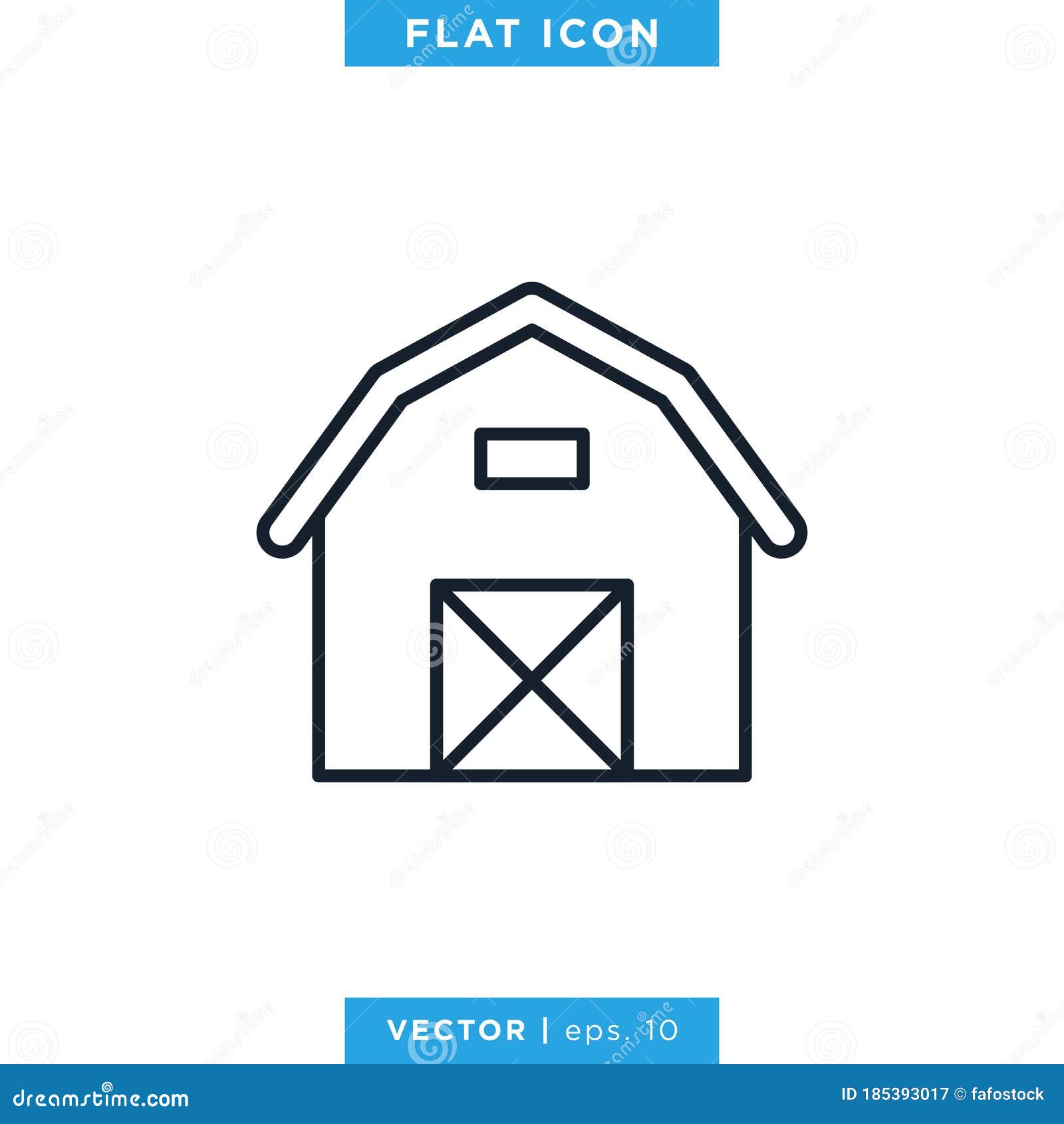 Barn Icon Vector Logo Design Template. Editable Stroke. Stock Vector ...