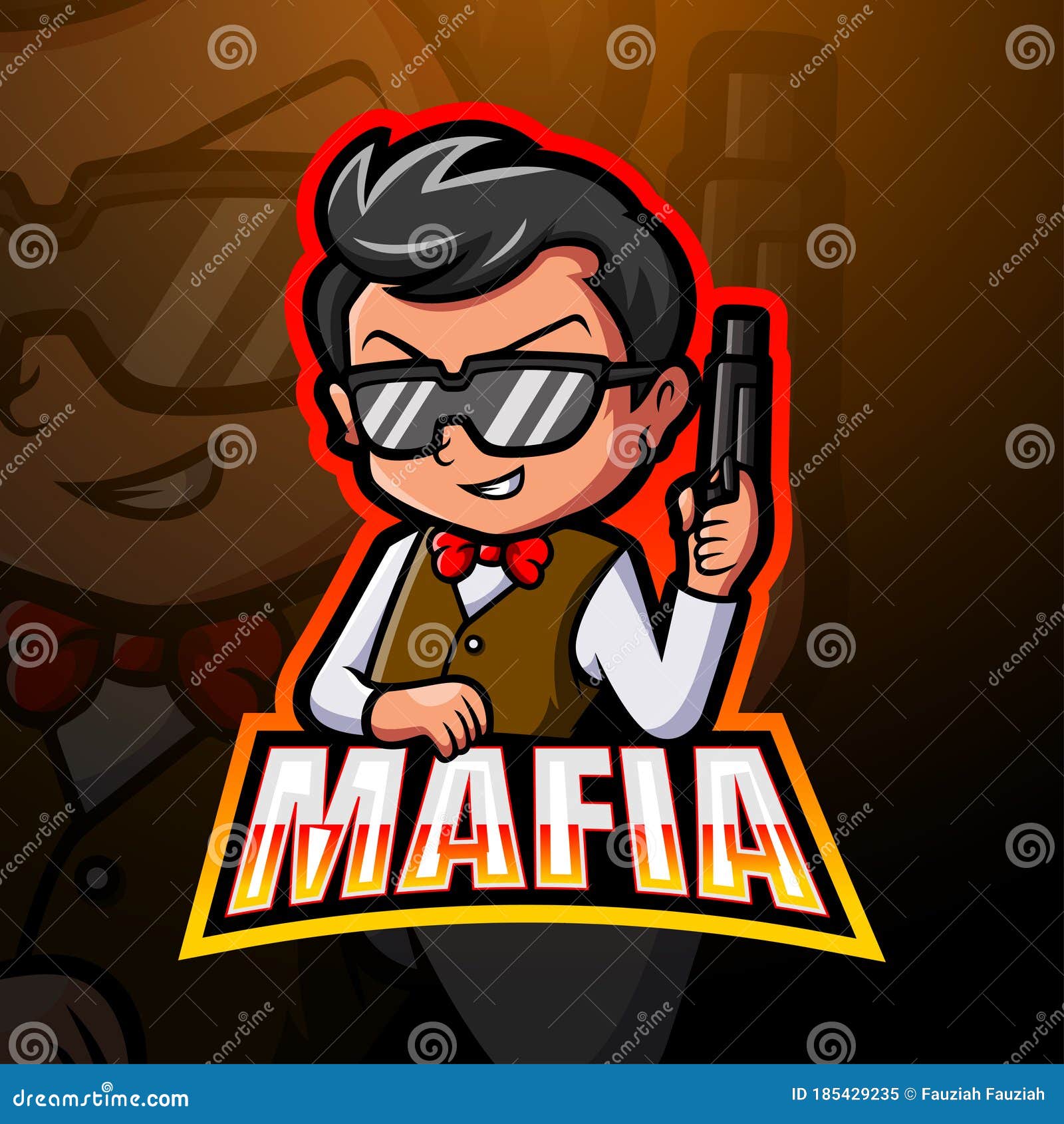 Mafia Mascot Esport Logo Design Stock Vector - Illustration of handgun ...