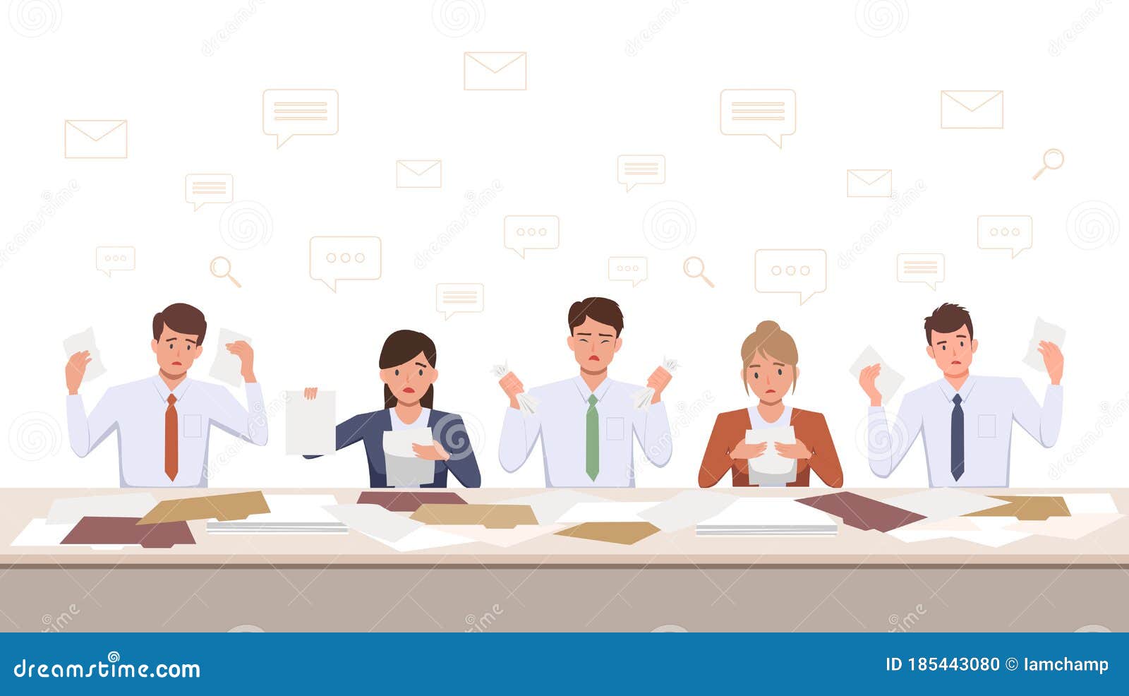 Group of Frustrated Men and Women Team Upset Working with Document on ...