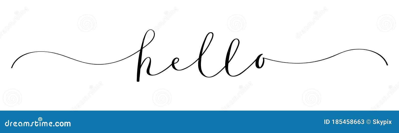 Hello Black Lettering Text On White Background. Handwritten Simple ...