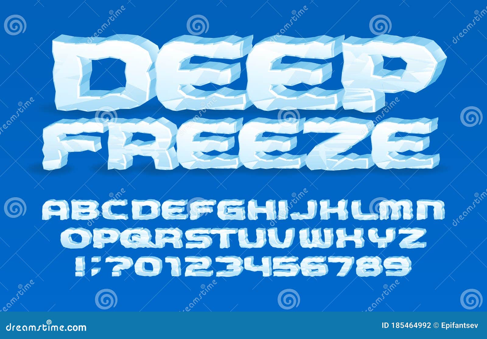 Deep Freeze Alphabet Font. 3D Cartoon Ice Letters and Numbers Stock ...