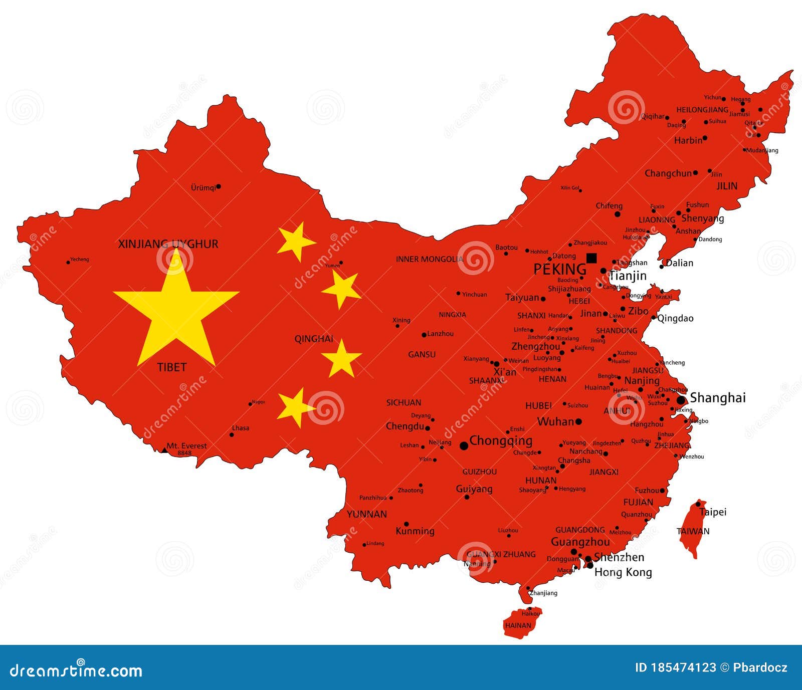 China - Highly Detailed Editable Political Map With Labeling. Vector ...