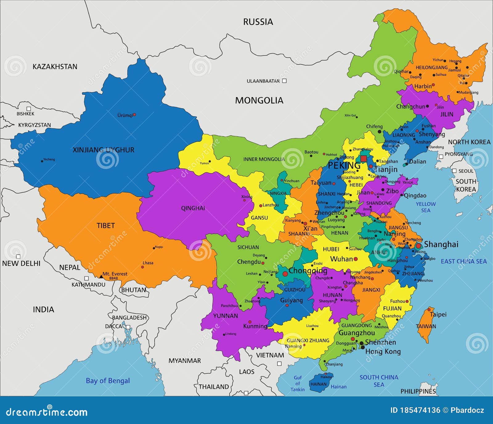 China, Political Map, Provinces, And Administrative Divisions Royalty ...
