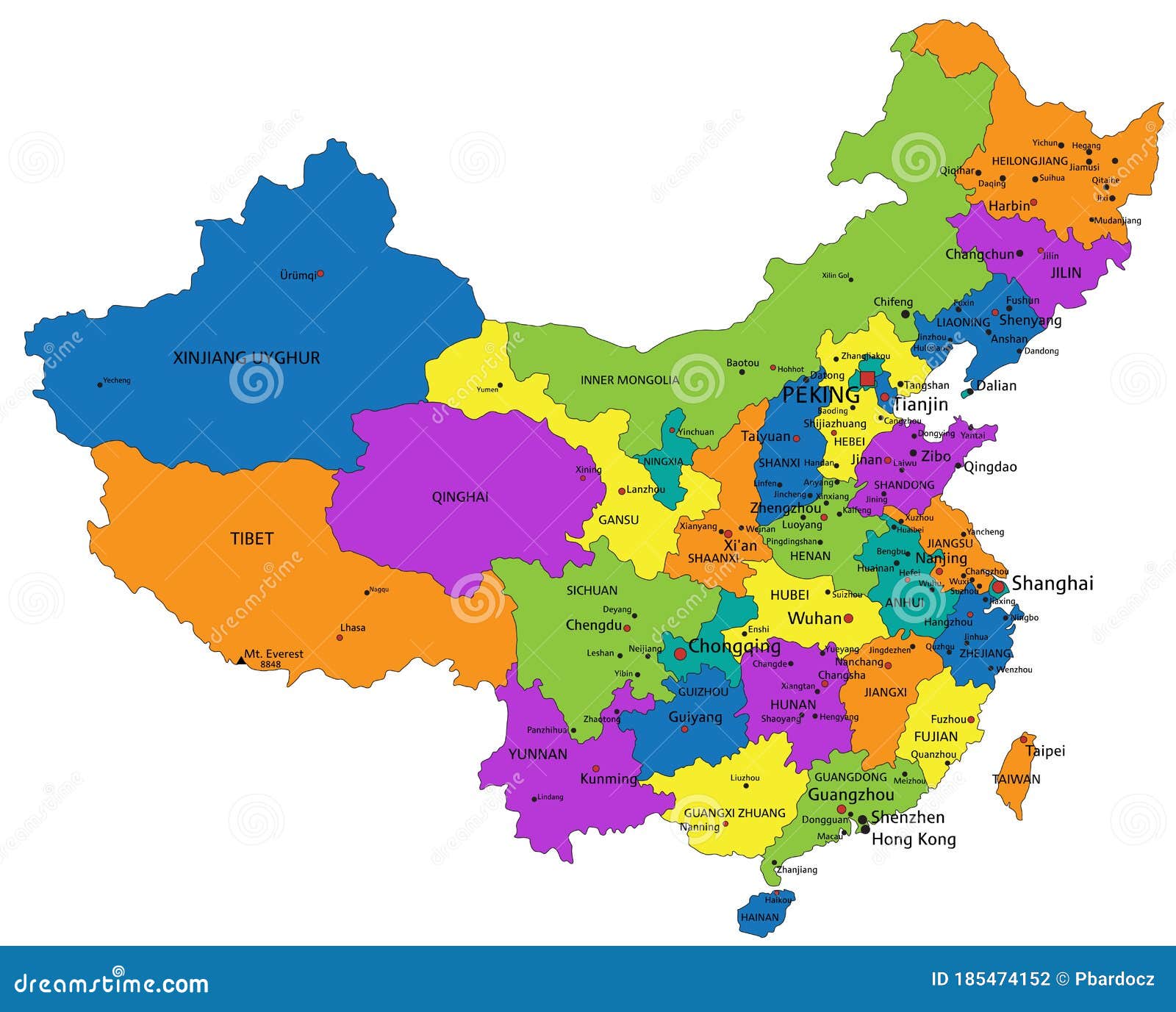 China, Political Map, Provinces, And Administrative Divisions Royalty ...