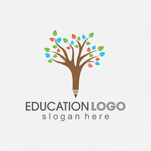 Pencil with Tree Education Logo Template Stock Vector - Illustration of ...