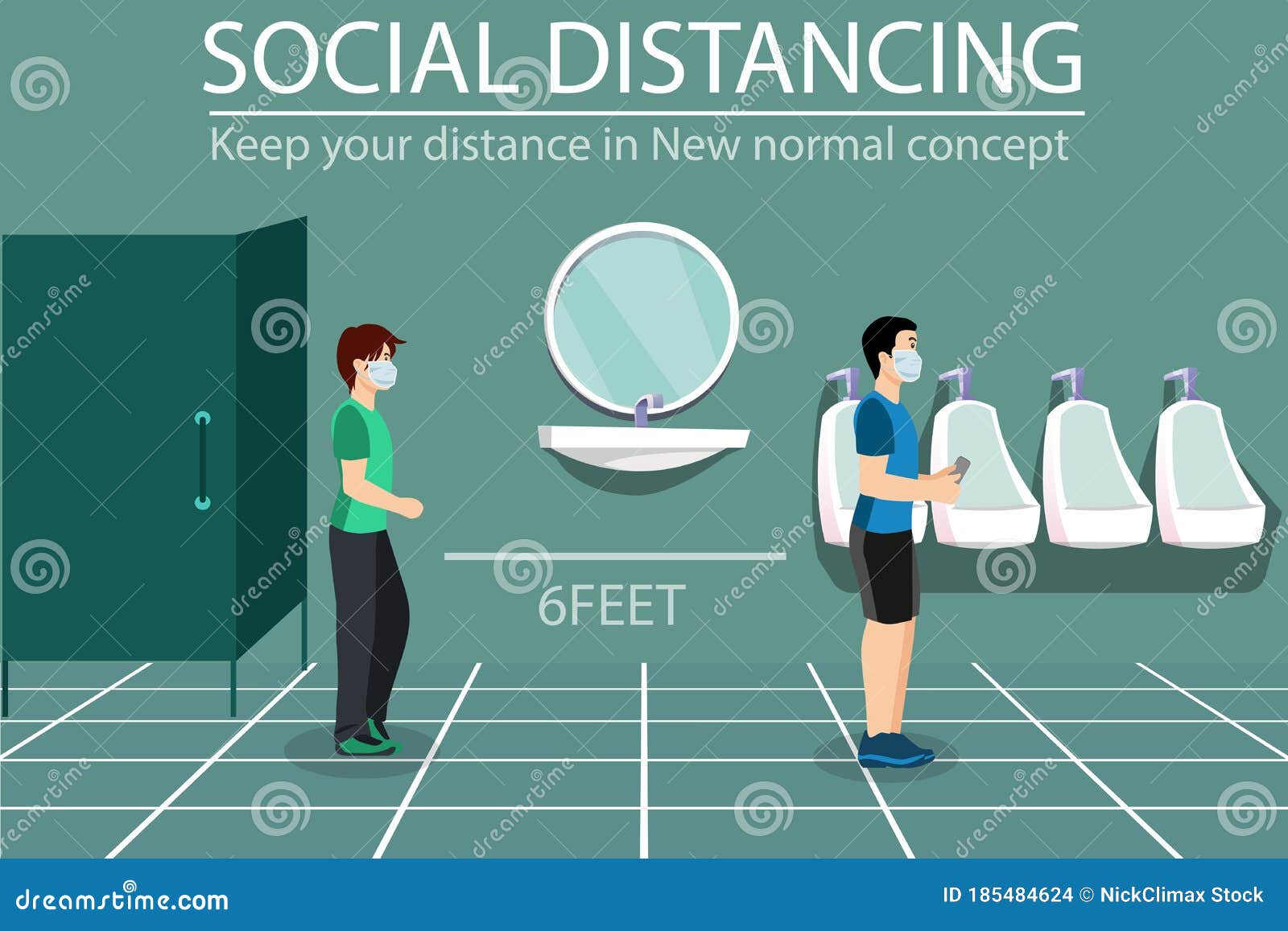 Social Distance In New Normal Concept,People Men And Women Wearing ...