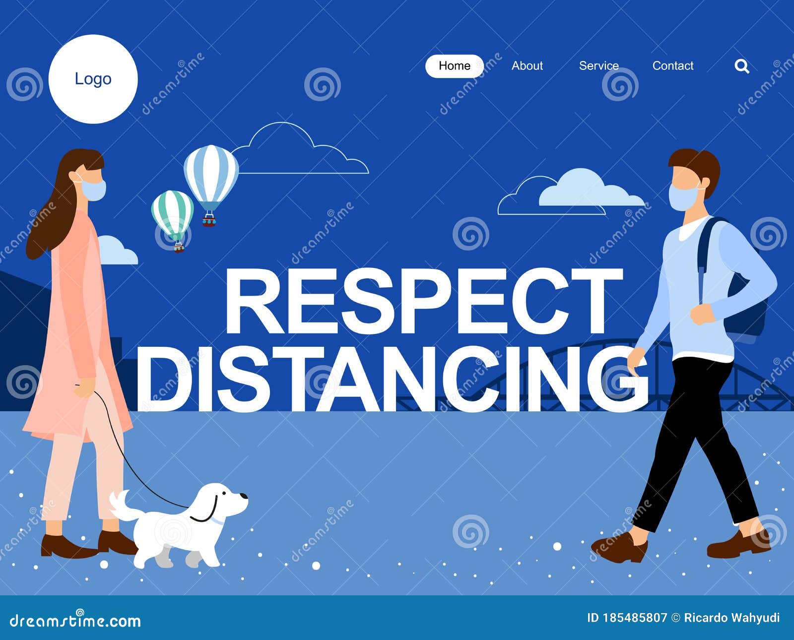 Respect Distancing Landing Page Design Stock Vector - Illustration of ...