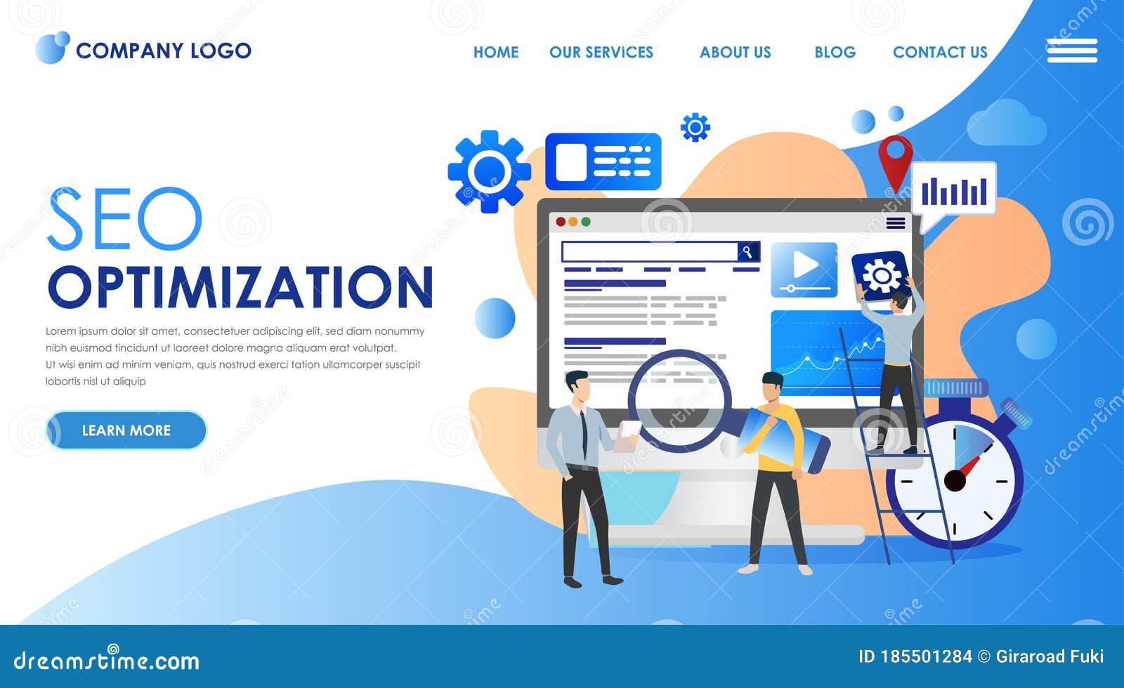 Seo Optimization Banner Marketing, Page, Website, Landing. Stock Vector ...