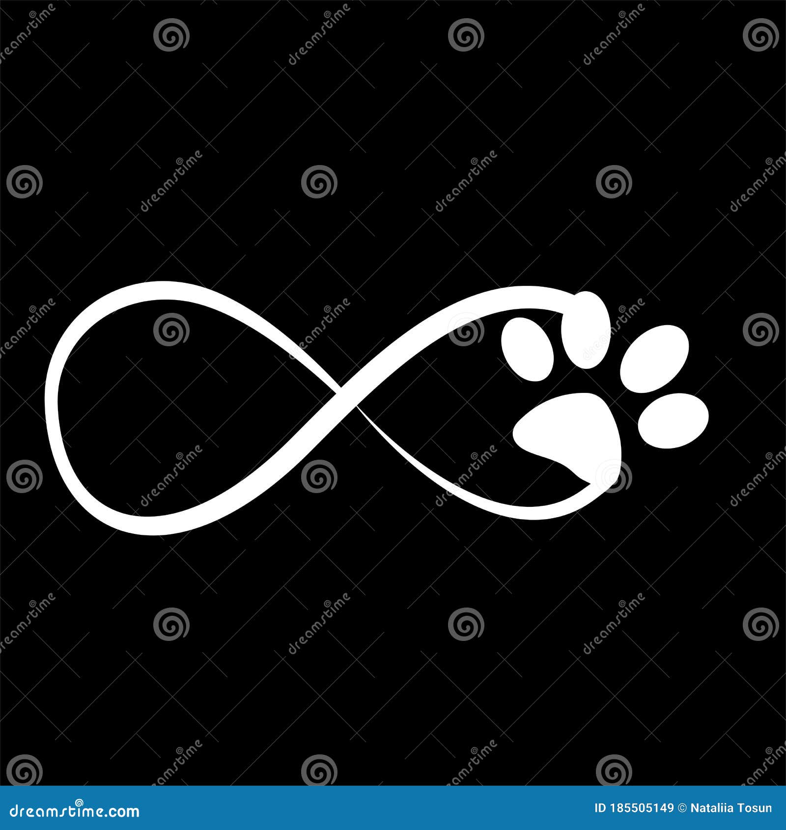 Print Elegant Infinity Sign with Animal Footprint, Vector Illustration ...