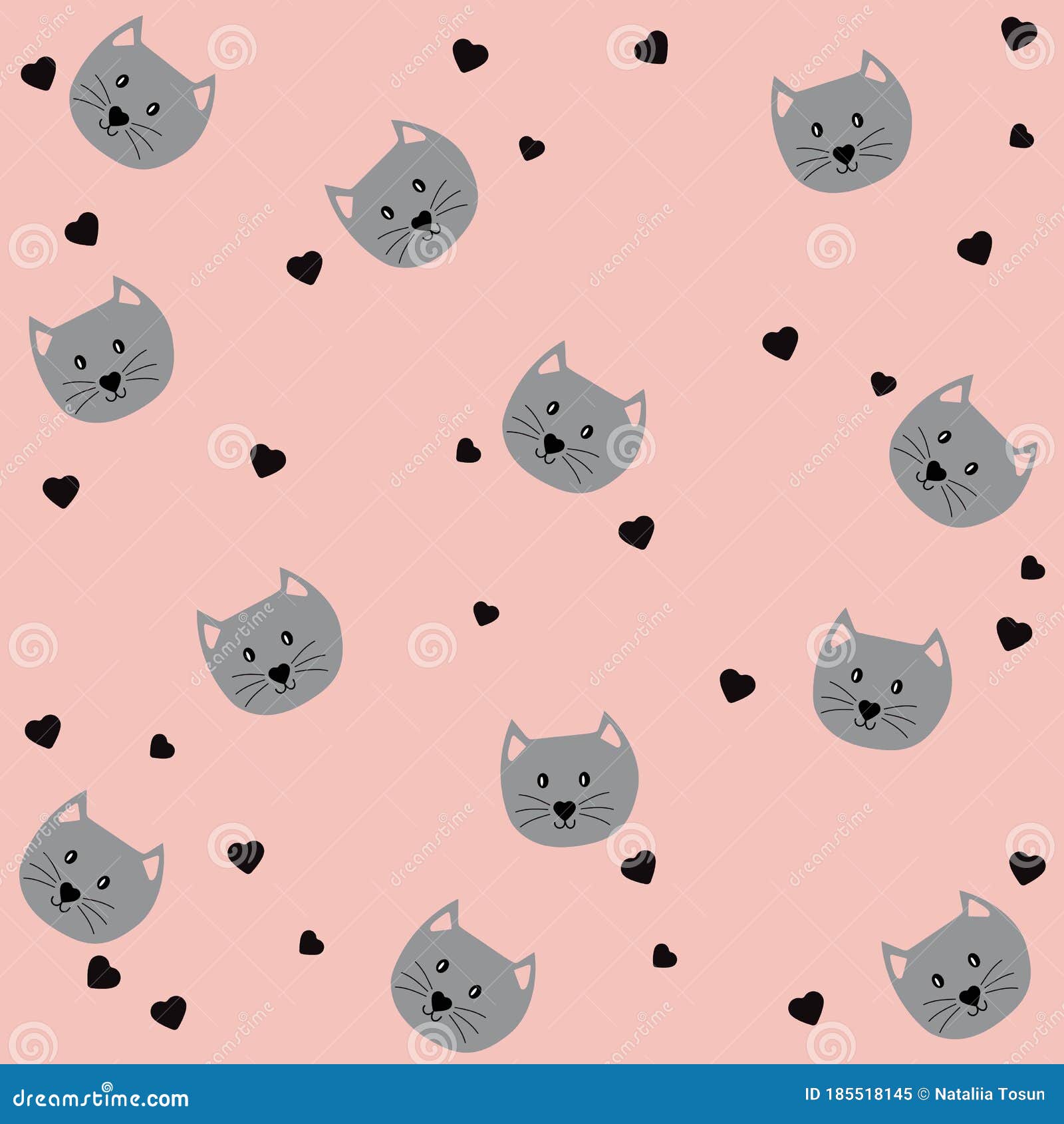 Print Cute, Cats, Pattern, Vector, Background Art Stock Vector ...