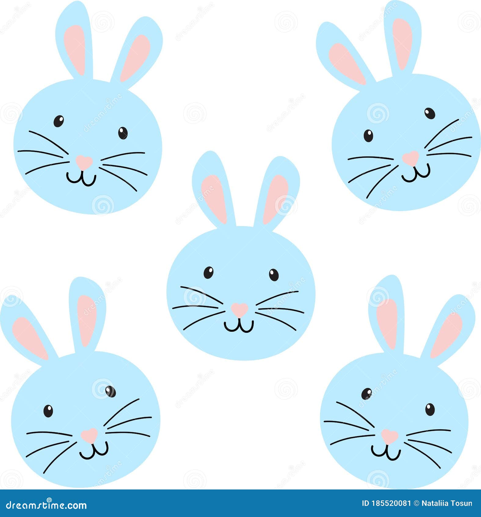 Print Cute Blue Easter Rabbit, Vector Illustration Stock Illustration ...