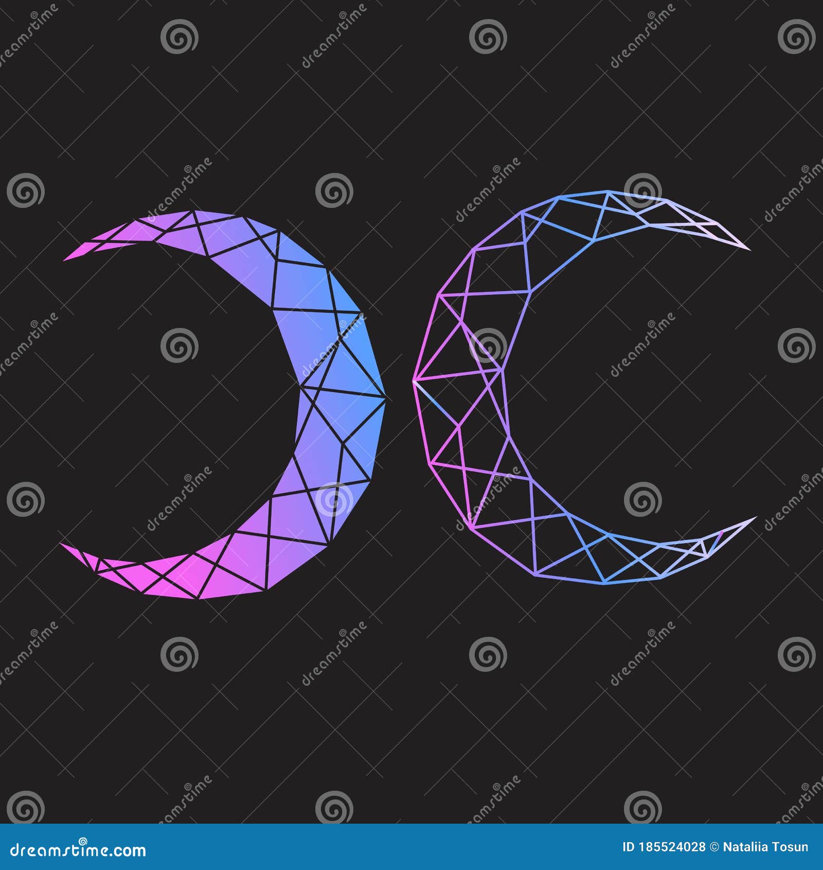 Vector Abstract Polygonal Geometric Abstract Moon New Art Stock Vector ...