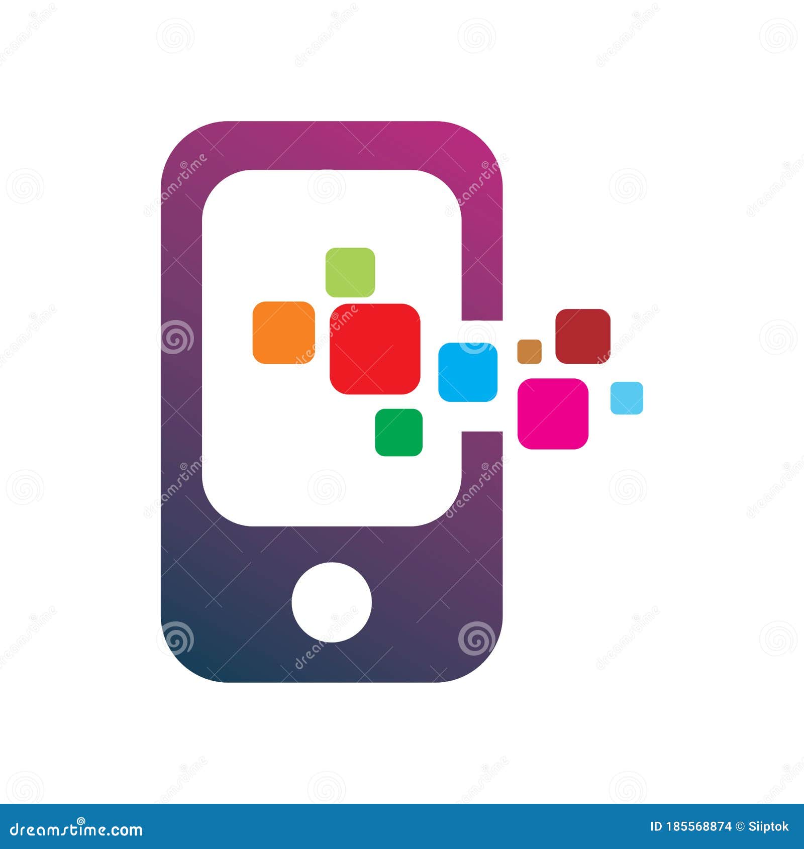 Creative Full Color Mobile Phone Apps Digital Pixel Logo Design Stock ...