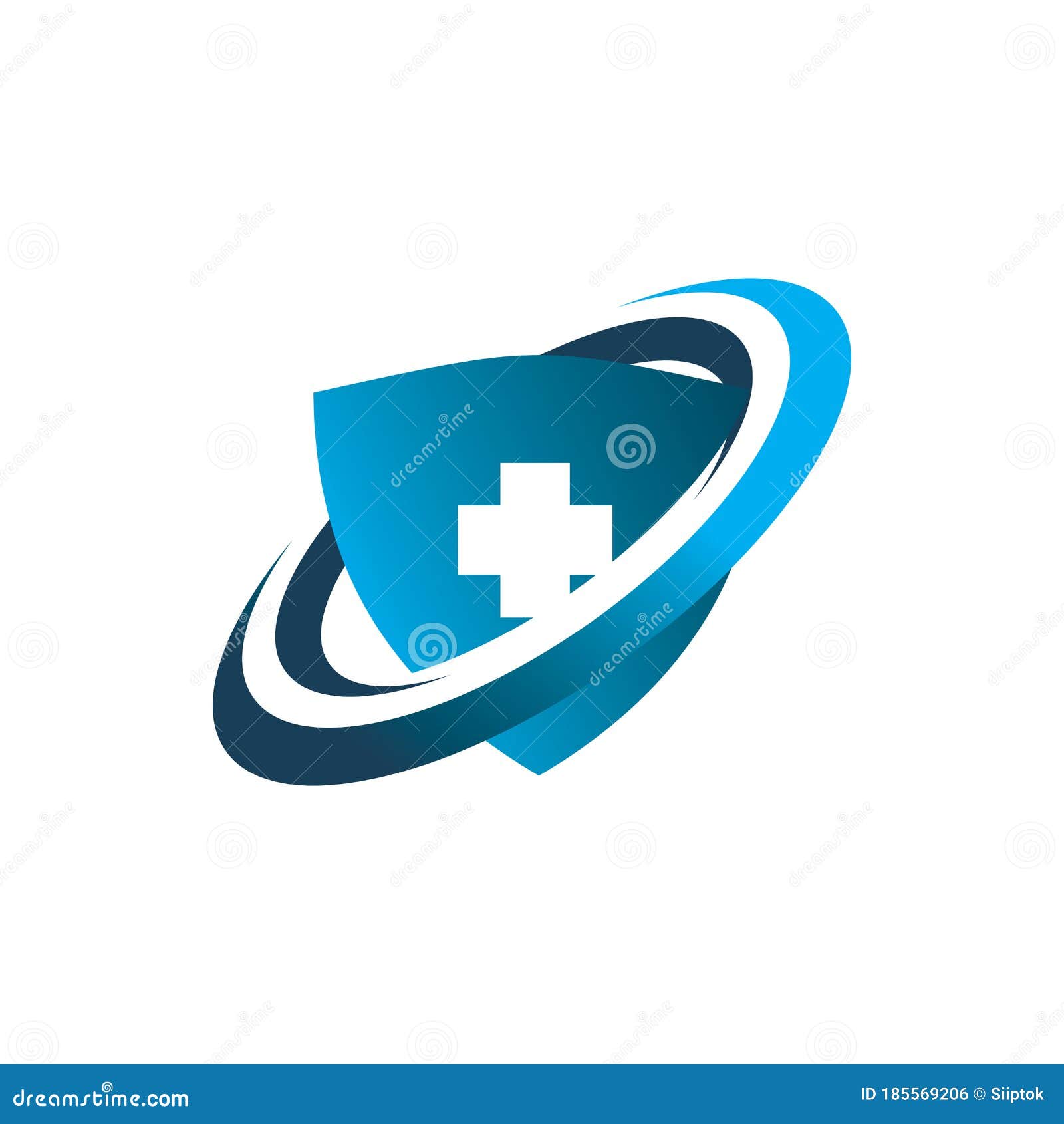 Blue Dynamic Secure Shield Plus Medical Care Logo Design Stock Vector ...