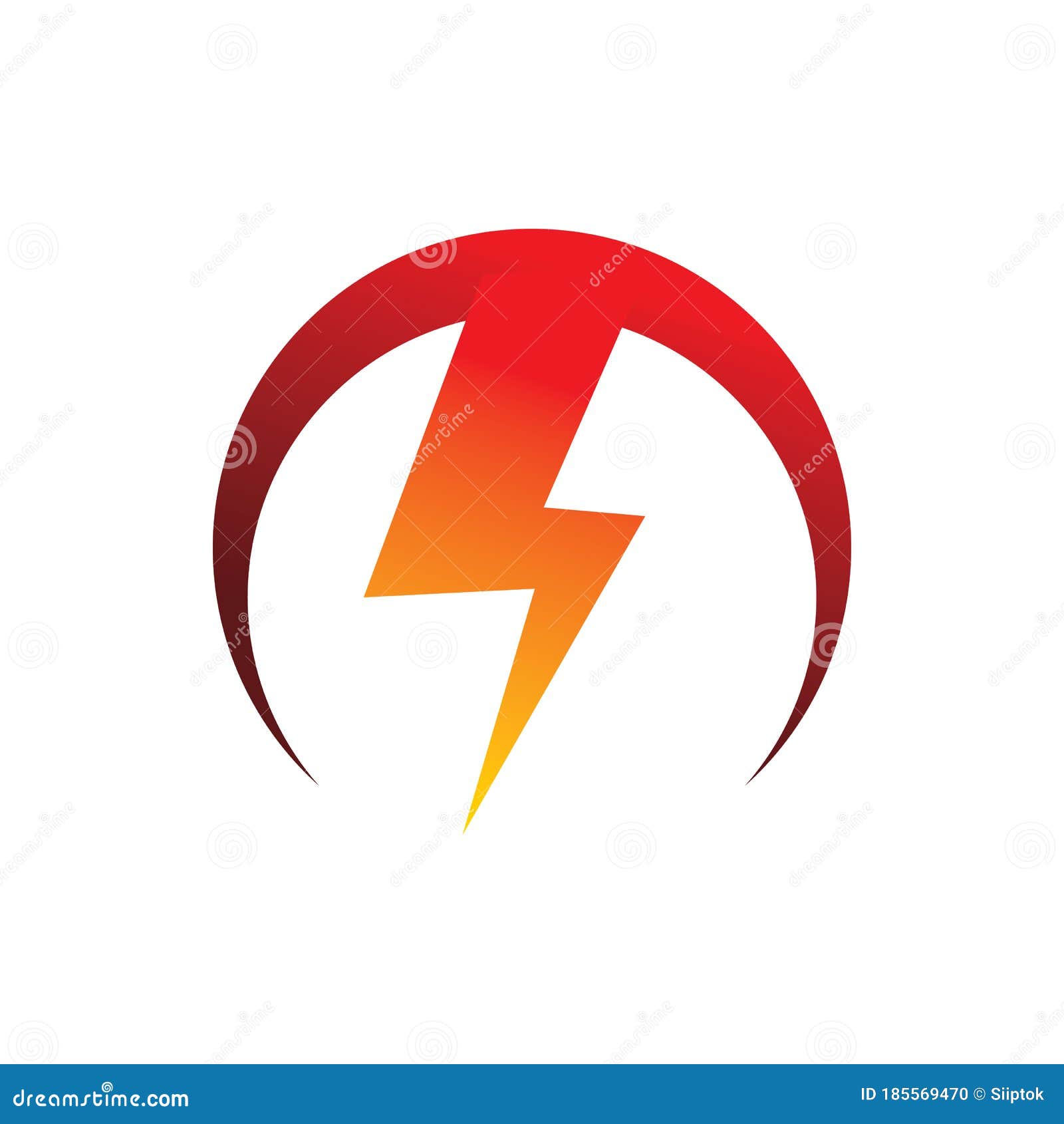 Lightning Electric Energy Power Circle Moon Full Color Logo Design ...
