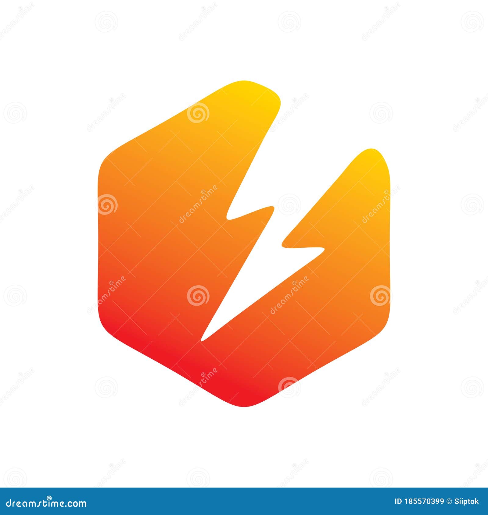 Full Color Hexagon Lightning Energy Power Logo Design Stock Vector ...