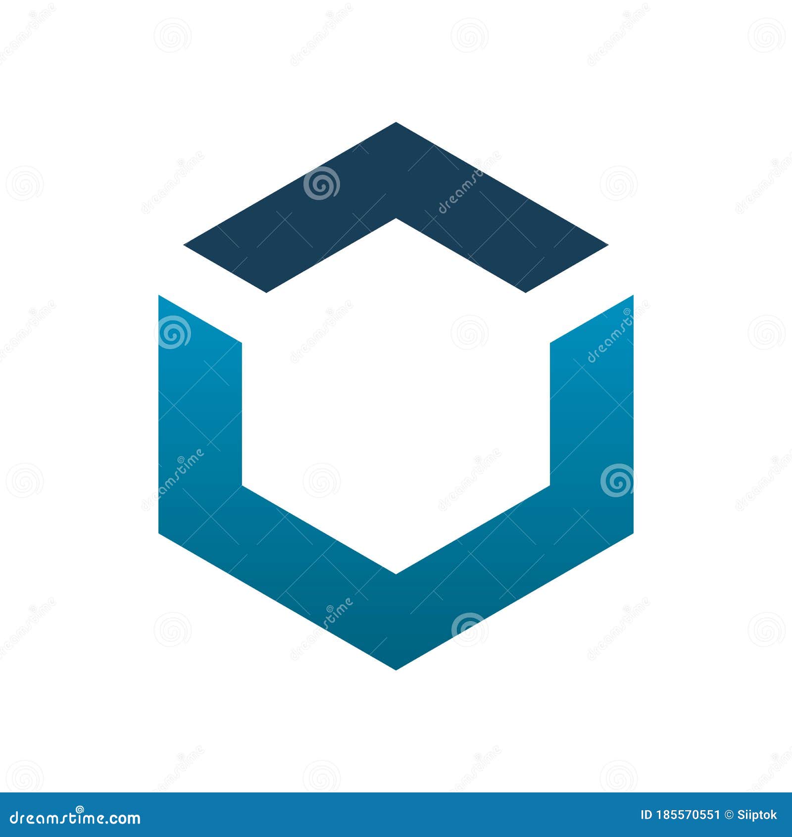 Blue Color Hexagon Line Solid Brand Logo Design Stock Vector ...