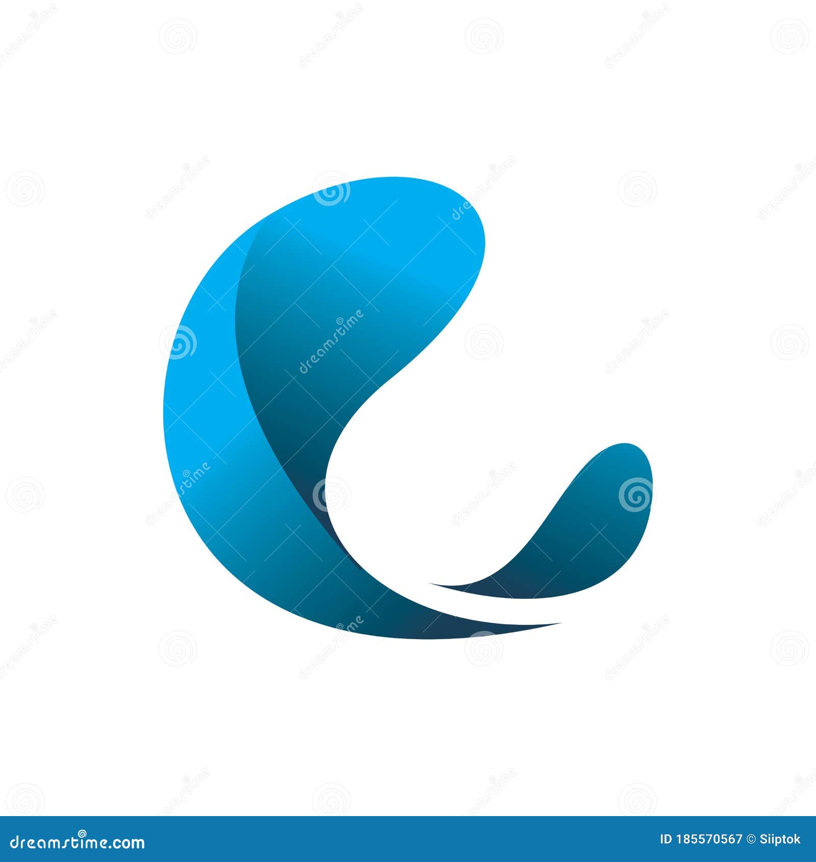 Blue Color Font Letter C Fluid Water Wave Logo Design Stock Vector ...