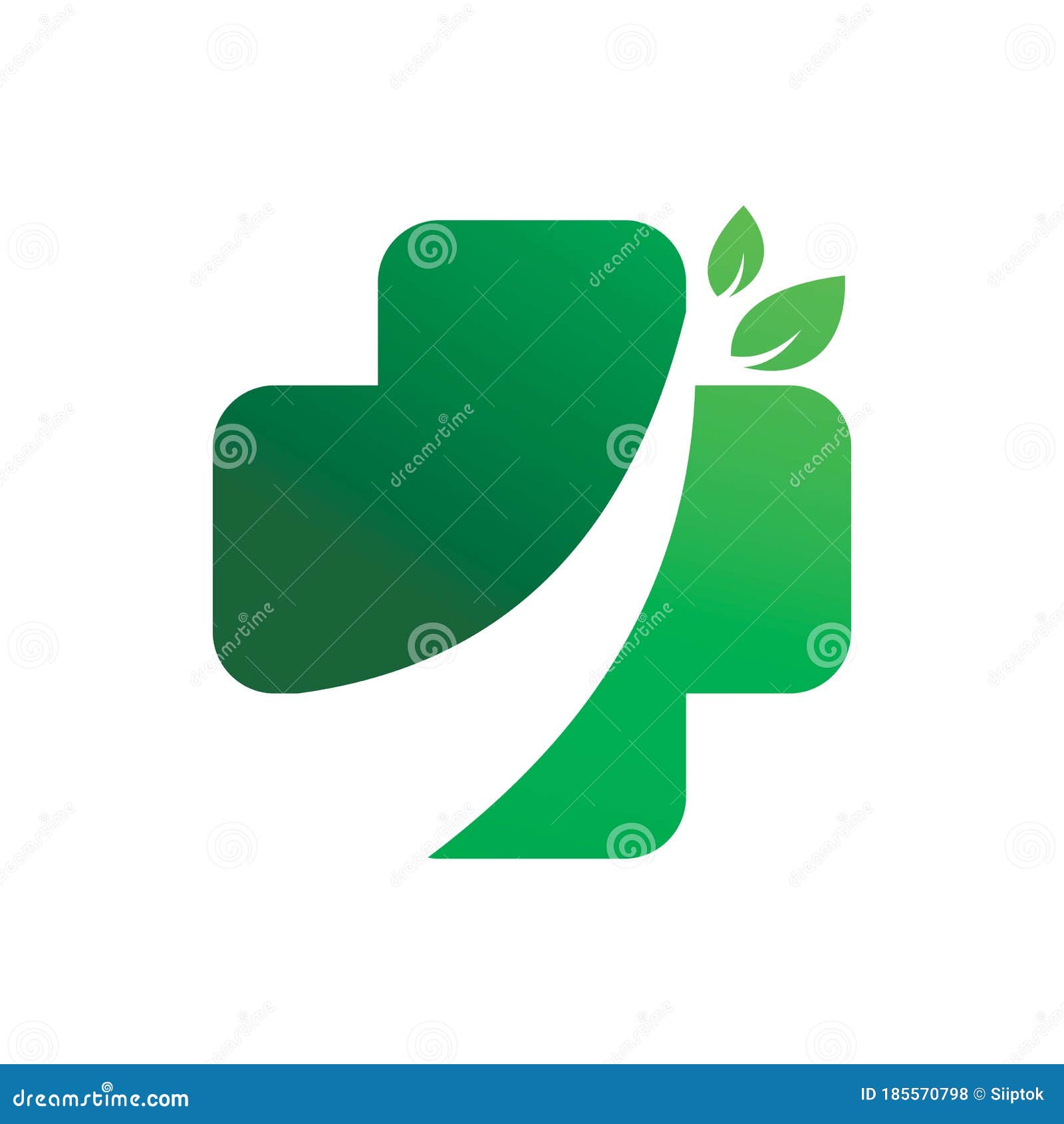 Green Nature Leaf Medical Plus Healthy Fresh Logo Design Stock Vector ...