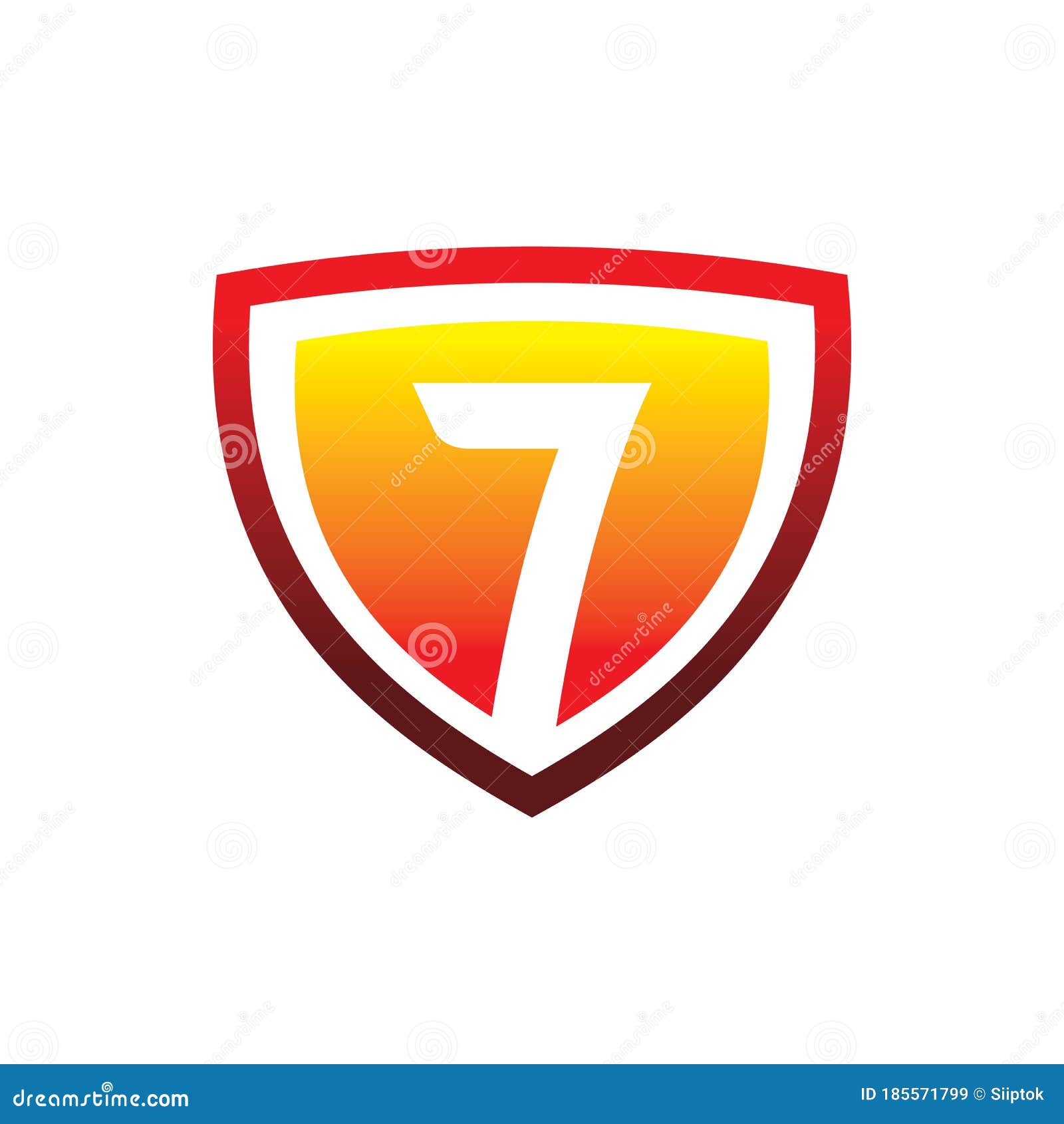 Creative Full Color Secure Shield Number Seven Logo Design Stock Vector ...
