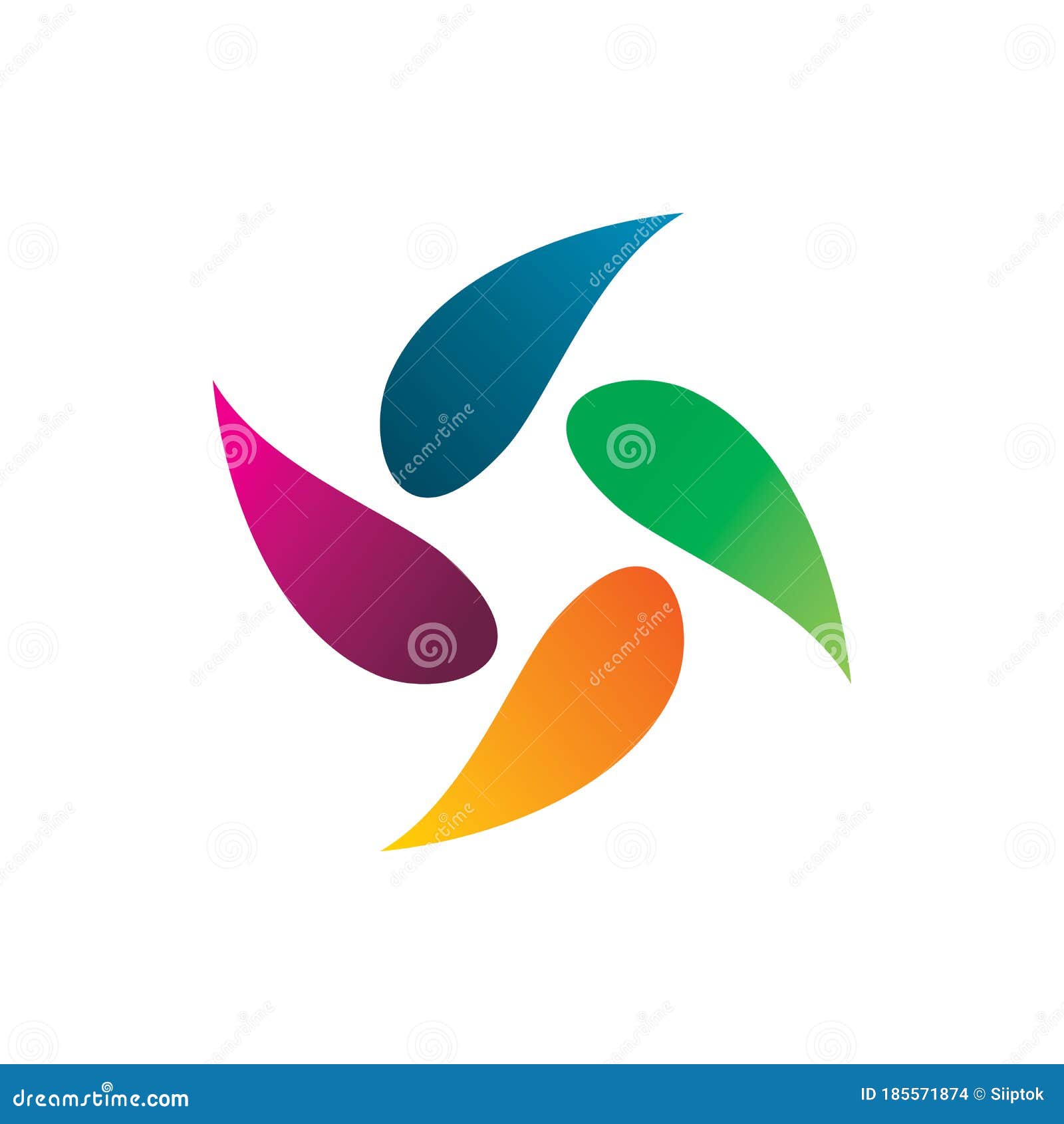 Spin Creative Full Color Flower Logo Design Stock Vector - Illustration ...