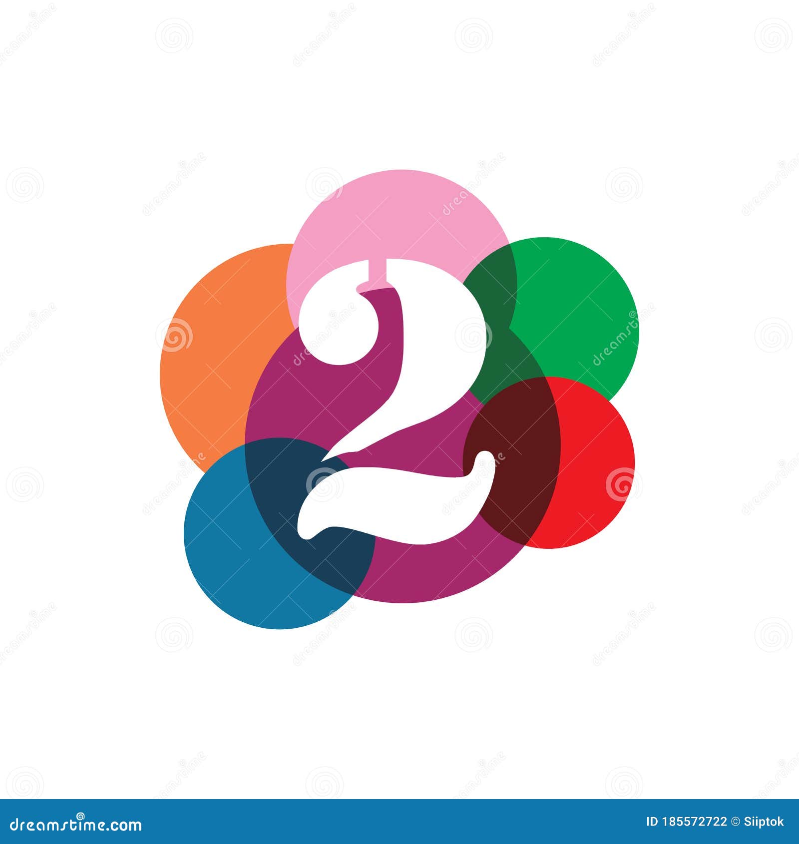 Number Two 2 Creative Full Color Circle Logo Design Stock Vector ...