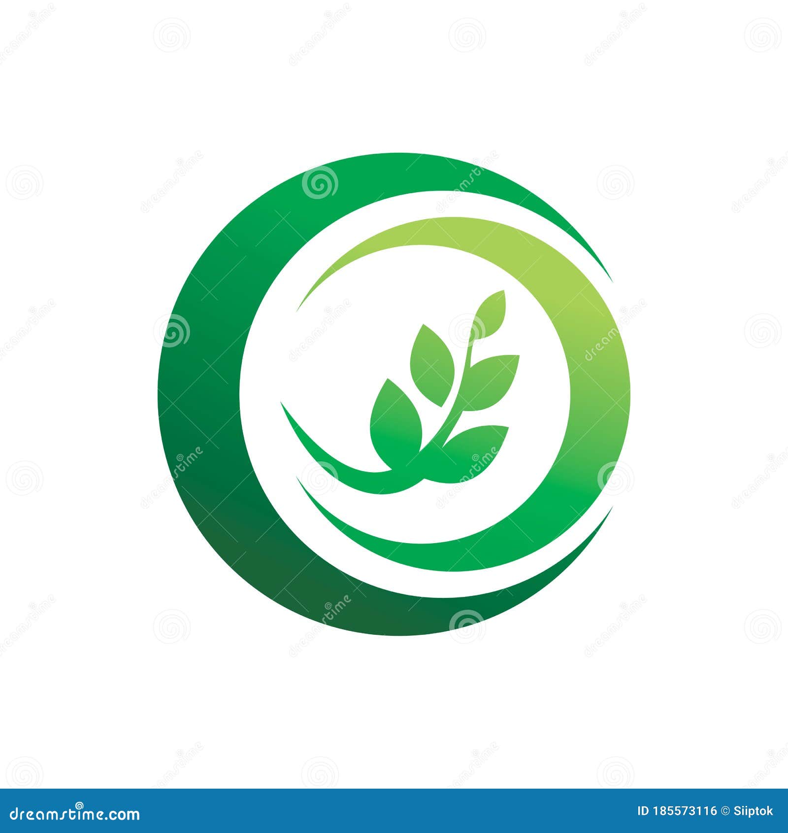 Green Nature Leaf Circle Ring Logo Design Stock Vector - Illustration ...