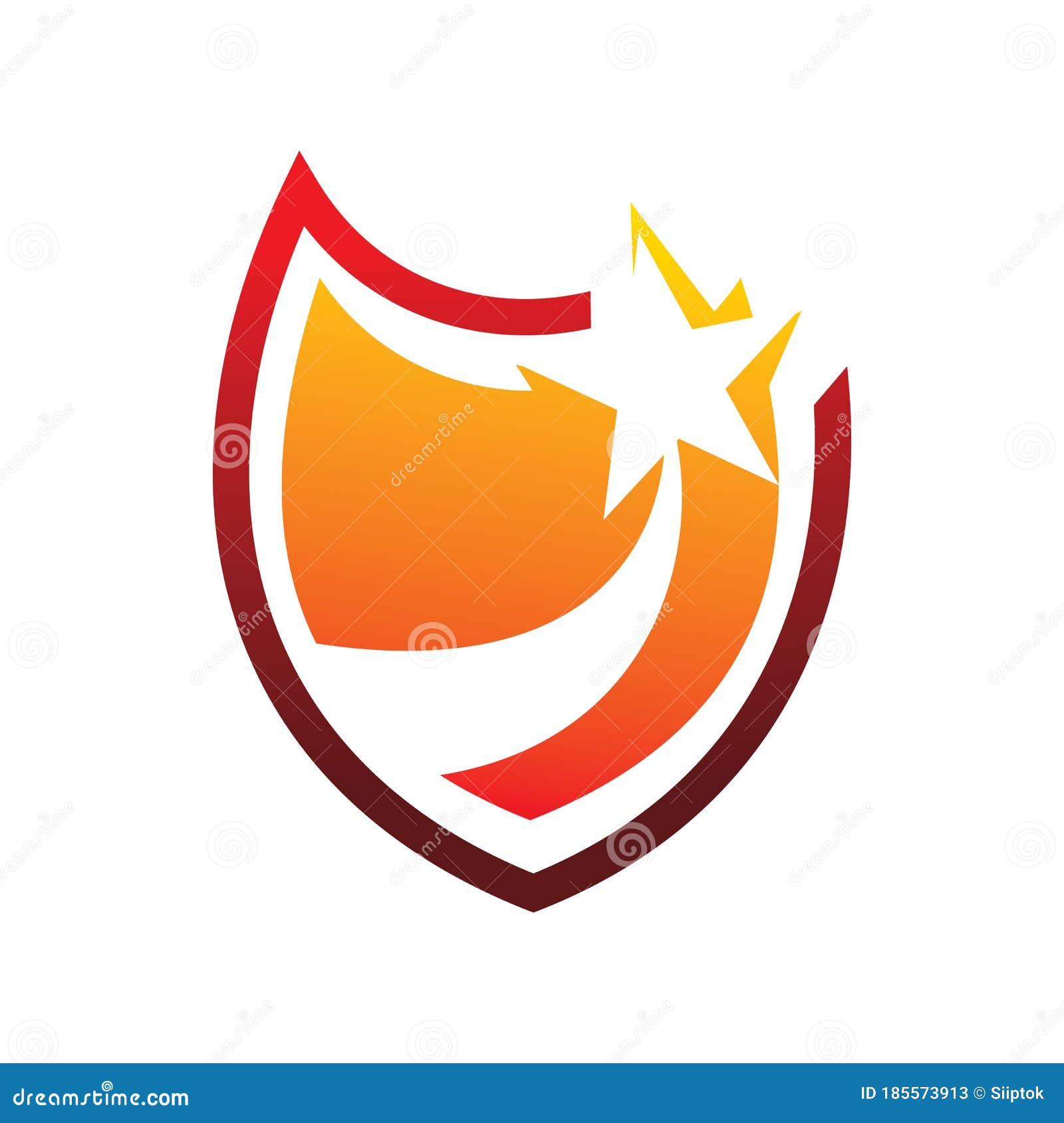 Red Rising Star Secure Shield Logo Design Stock Vector - Illustration ...