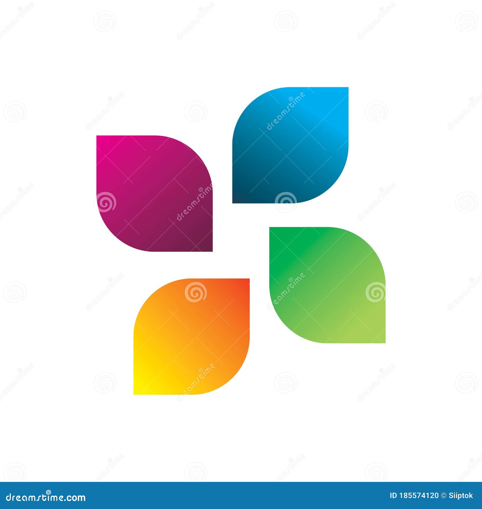 Creative Full Color Flower Leaf Logo Design Stock Vector - Illustration ...