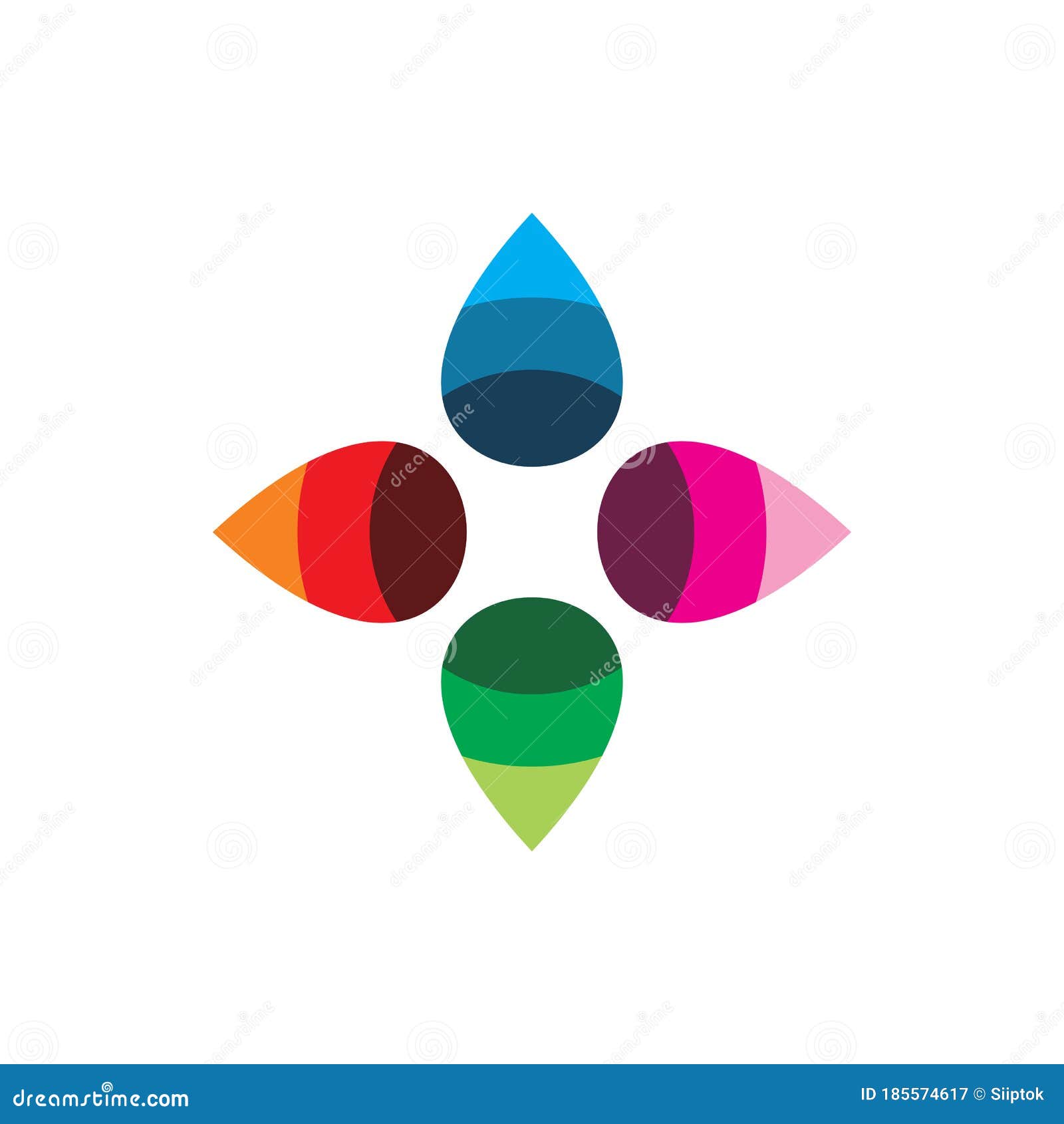 Creative Full Color Flower Leaf Logo Design Stock Vector - Illustration ...