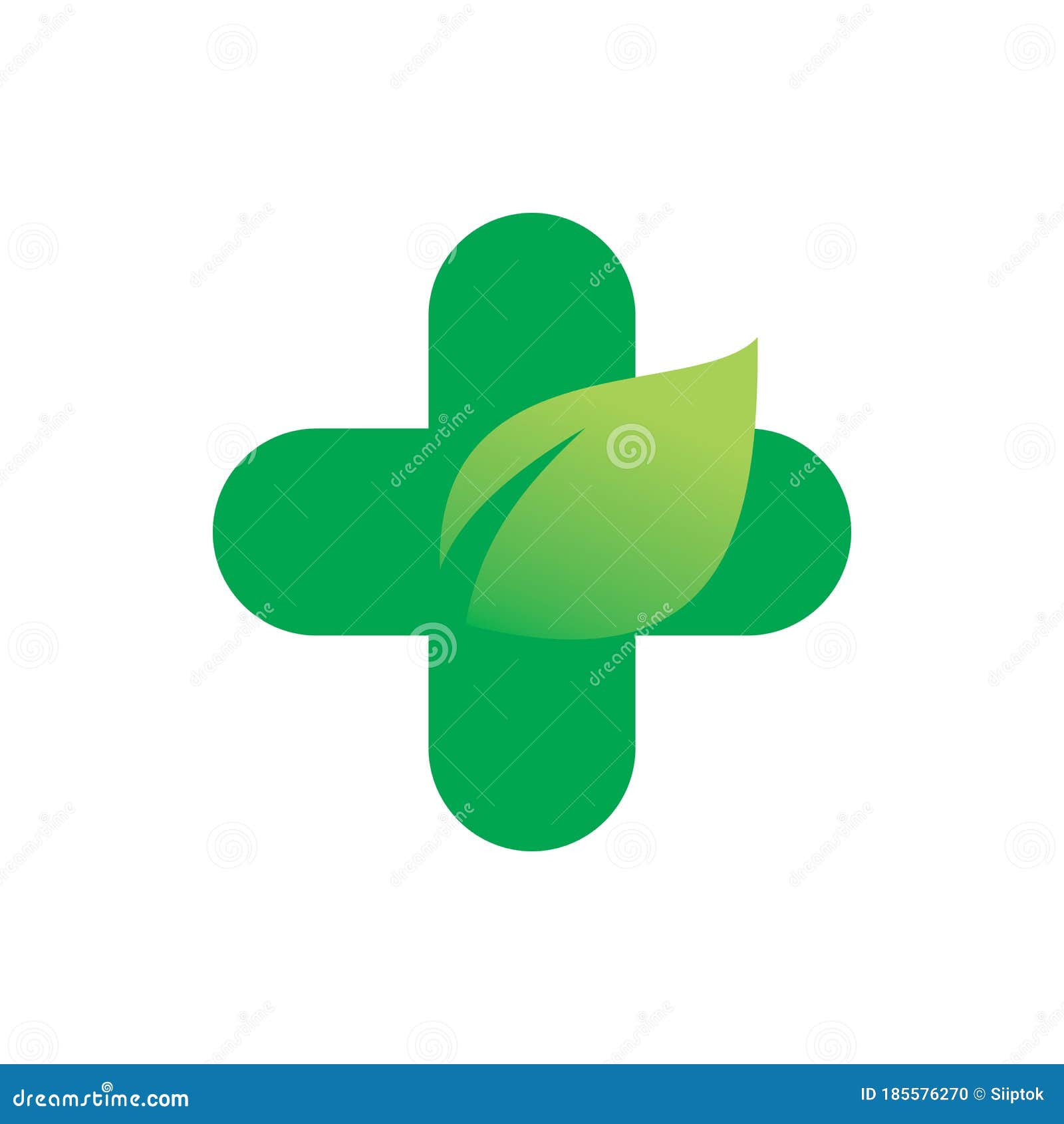 Green Nature Leaf Medical Plus Plant Tree Logo Design Stock Vector ...