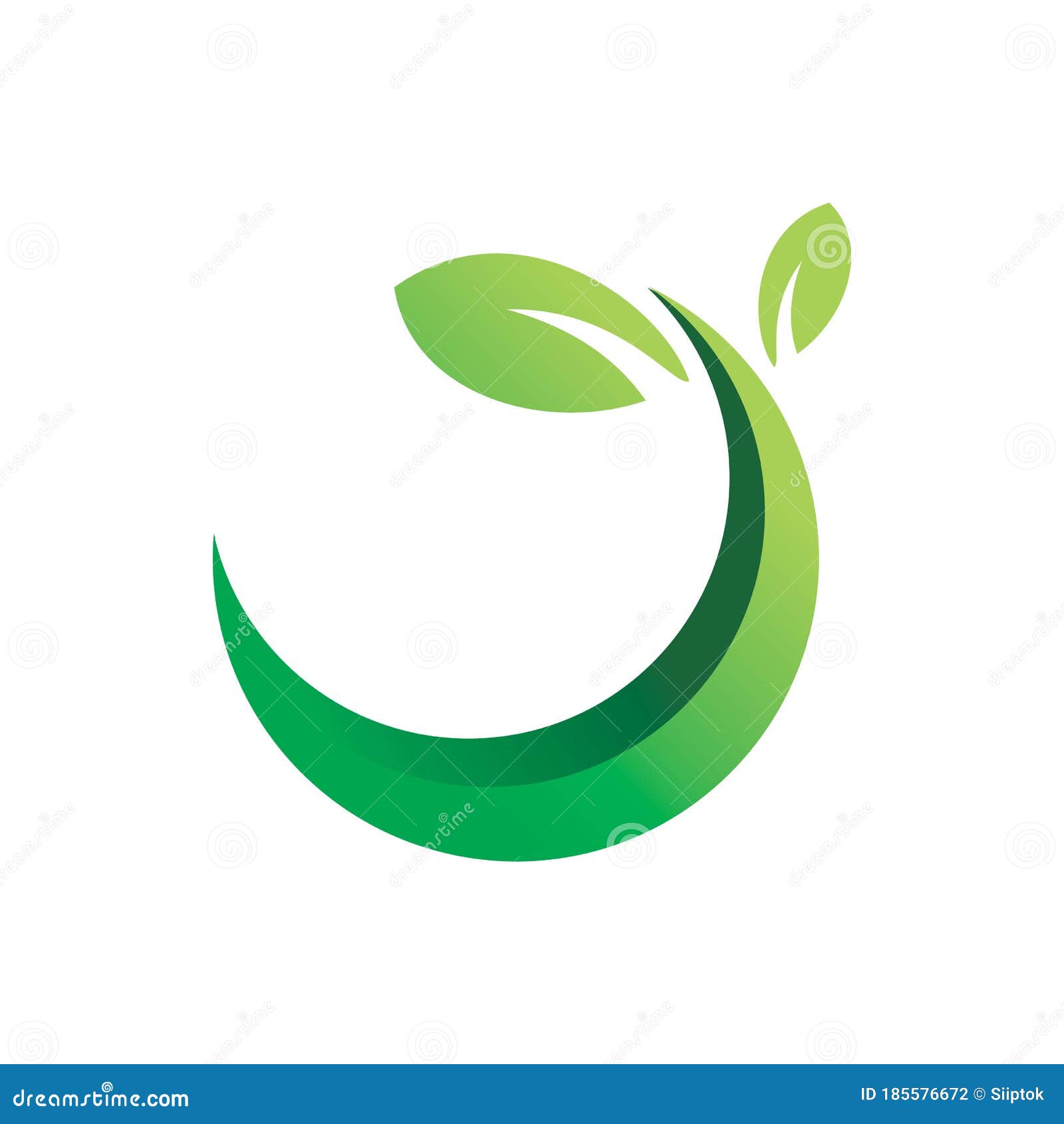 Green Nature Leaf Moon Line Logo Design Stock Vector - Illustration of ...