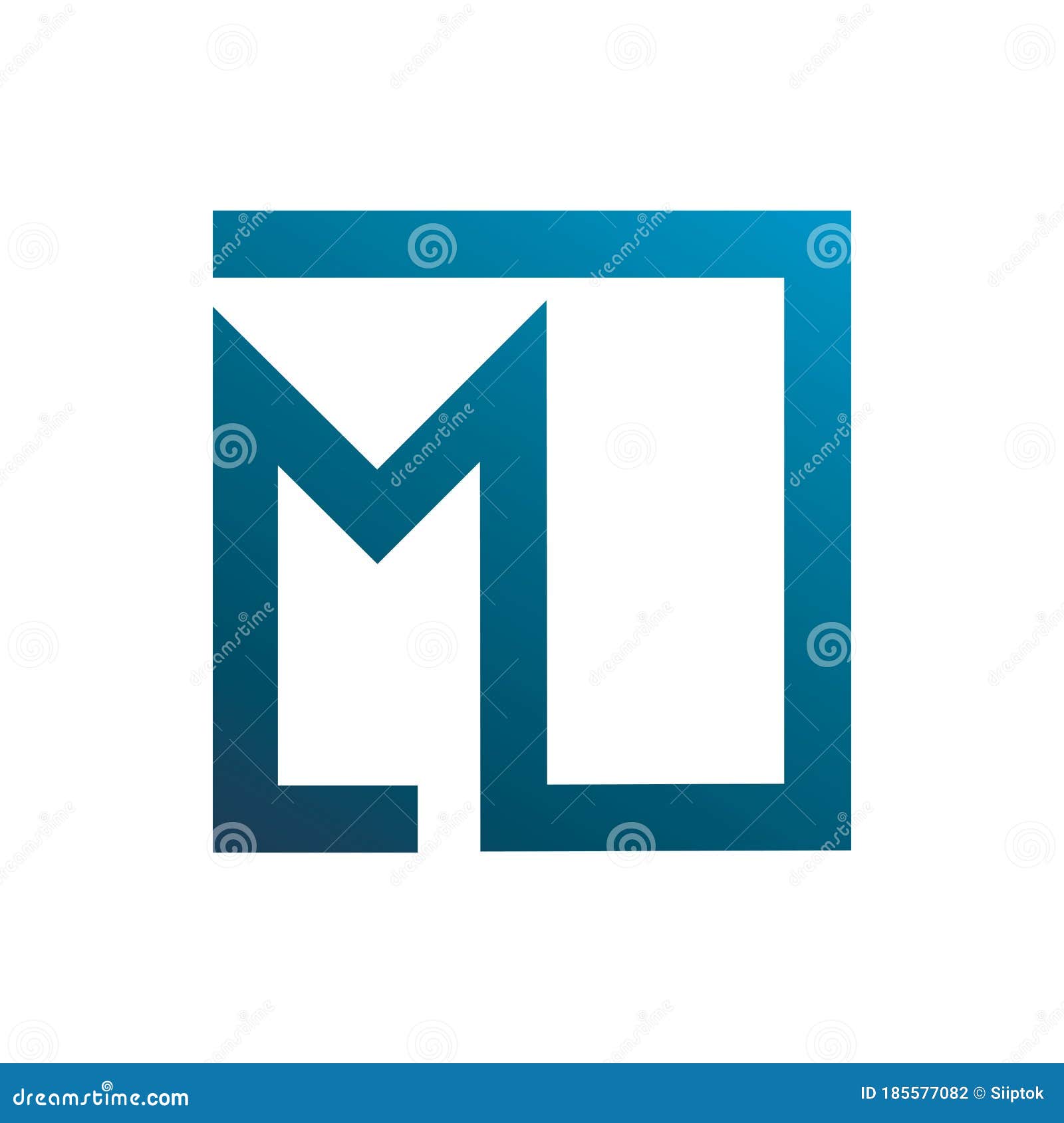 Font Letter M Modern Square Bue Line Logo Design Stock Vector ...