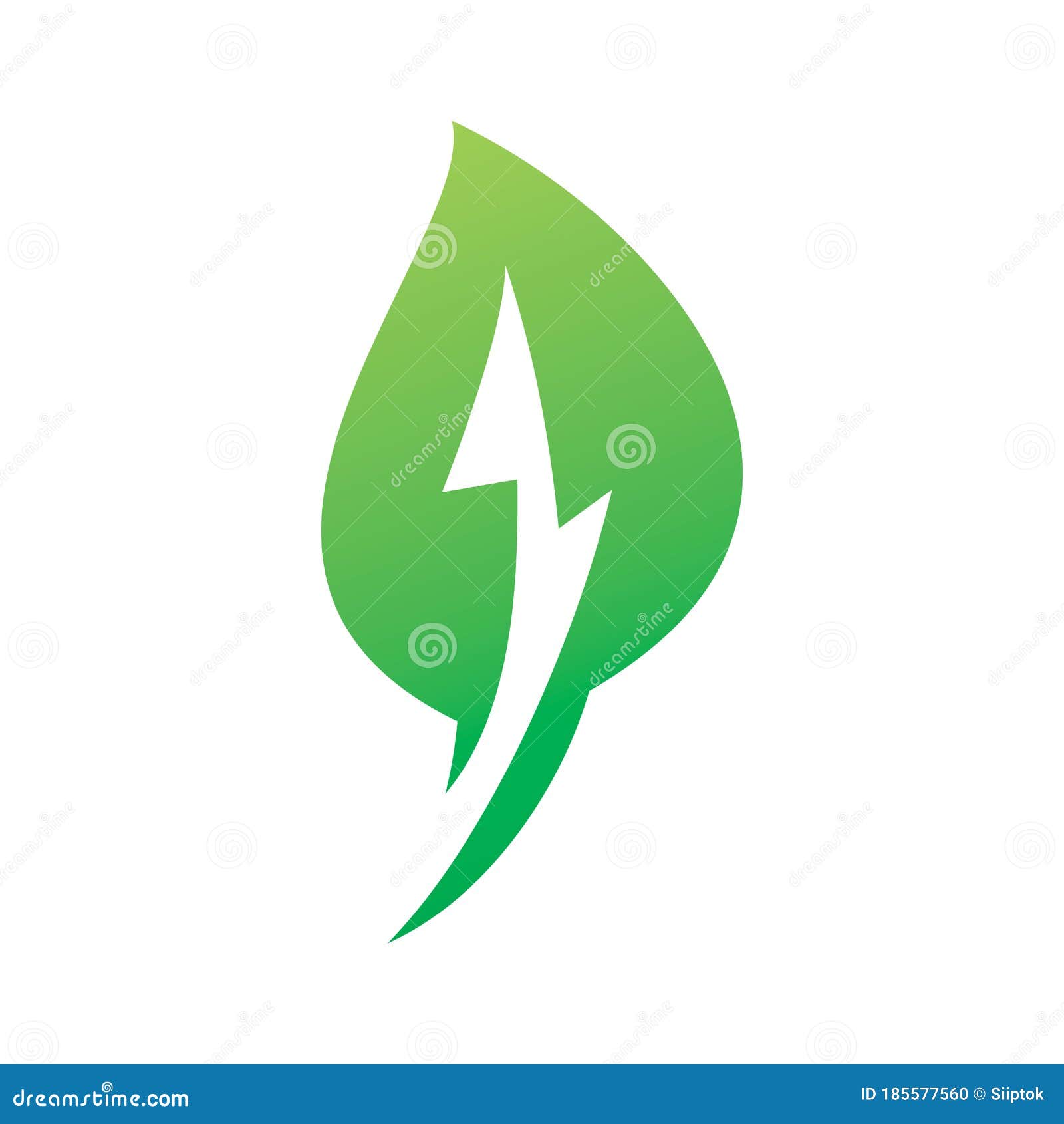 Green Nature Leaf Lightning Energy Power Electric Logo Design Stock ...