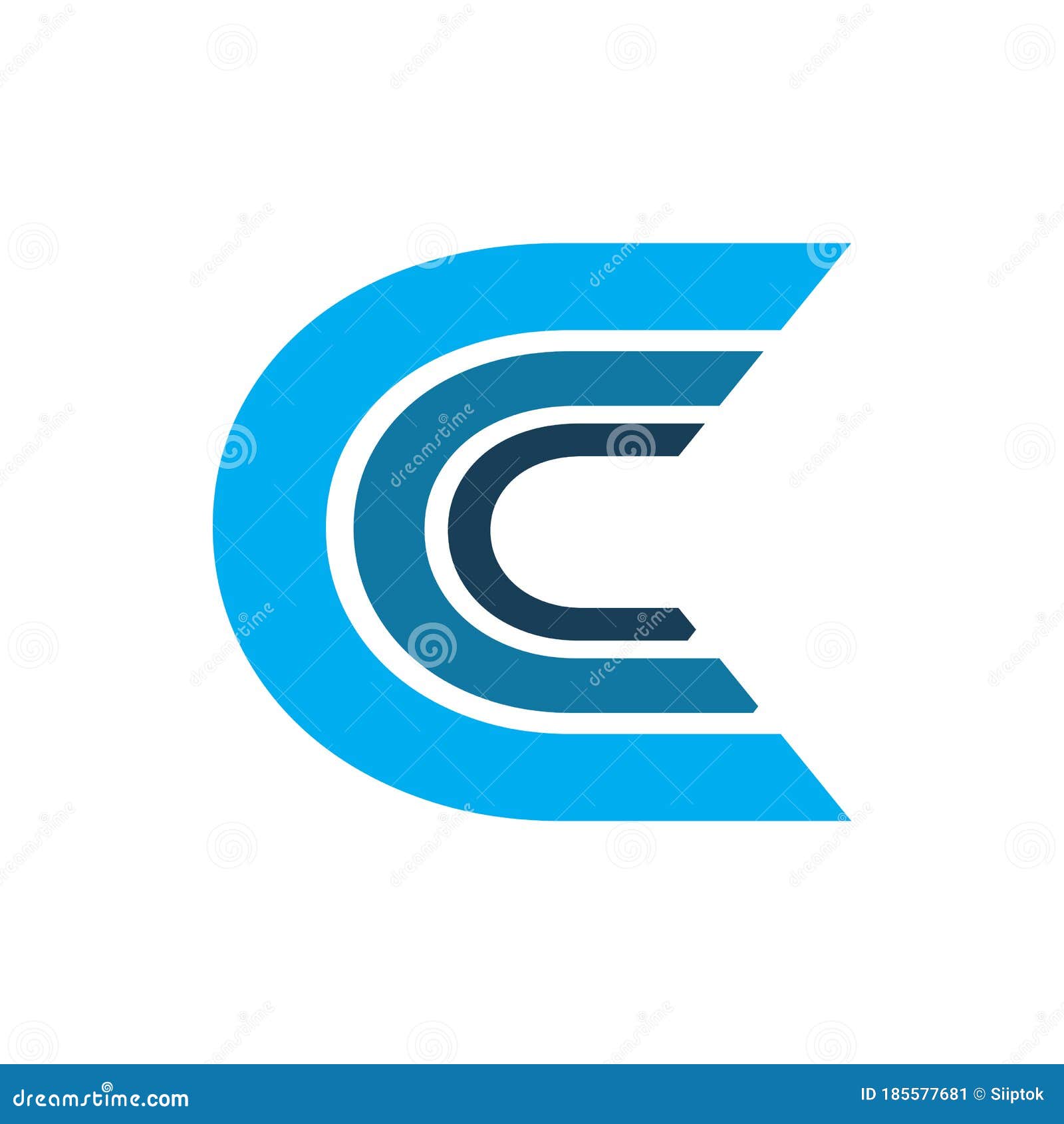 Font Letter C Blue Color Line Logo Design Stock Vector - Illustration ...