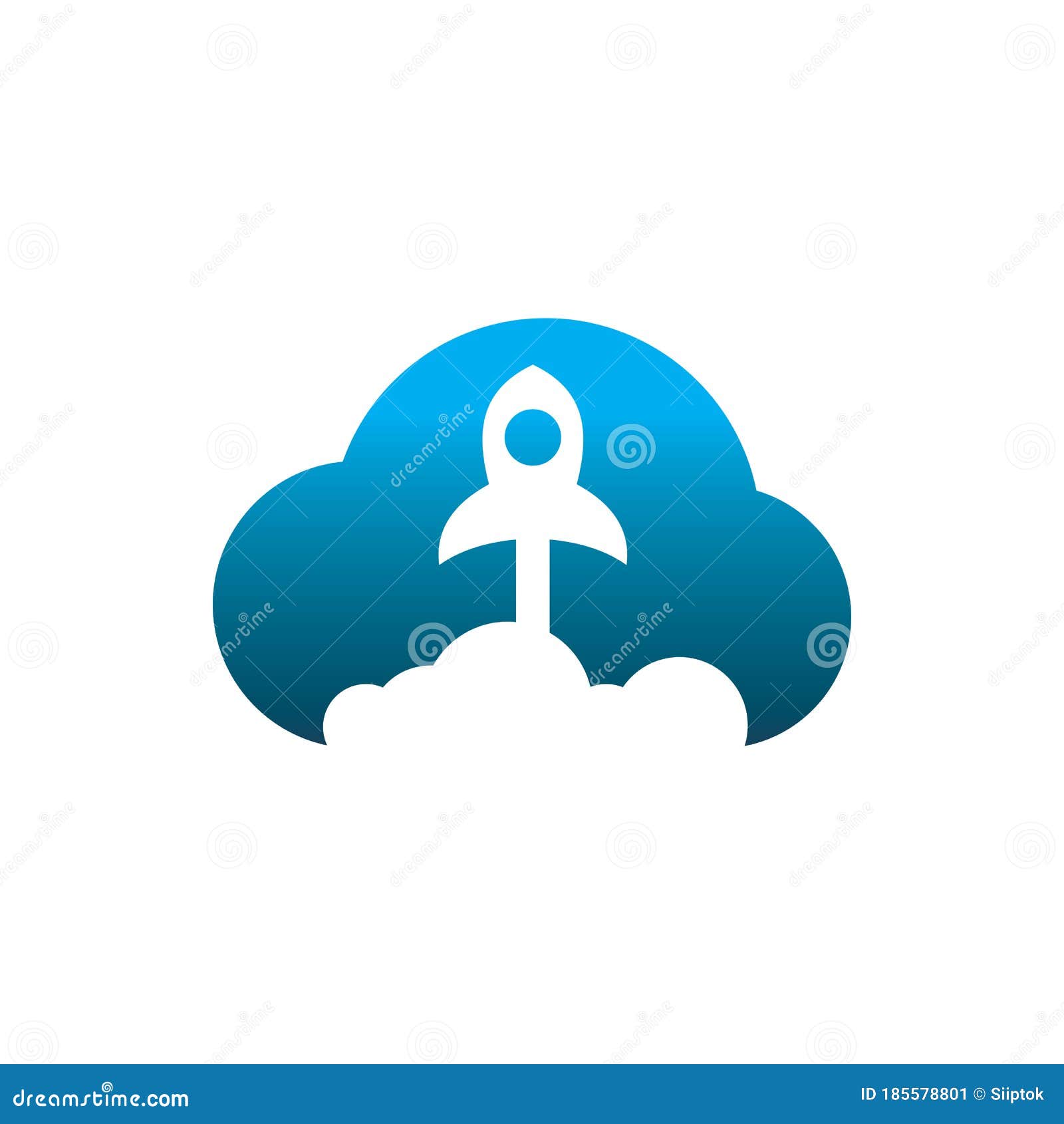 Blue Color Cloud Rocket Flying Logo Design Stock Vector - Illustration ...