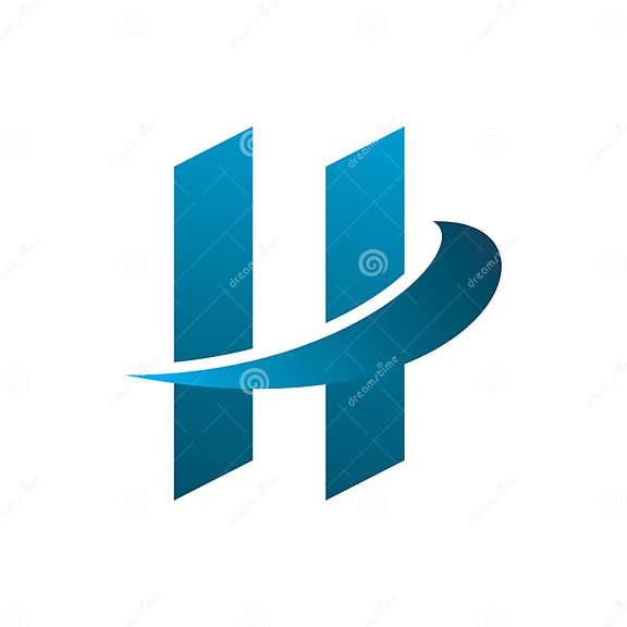 Font Letter H Blue Color Solid Dynamic Line Logo Design Stock Vector ...