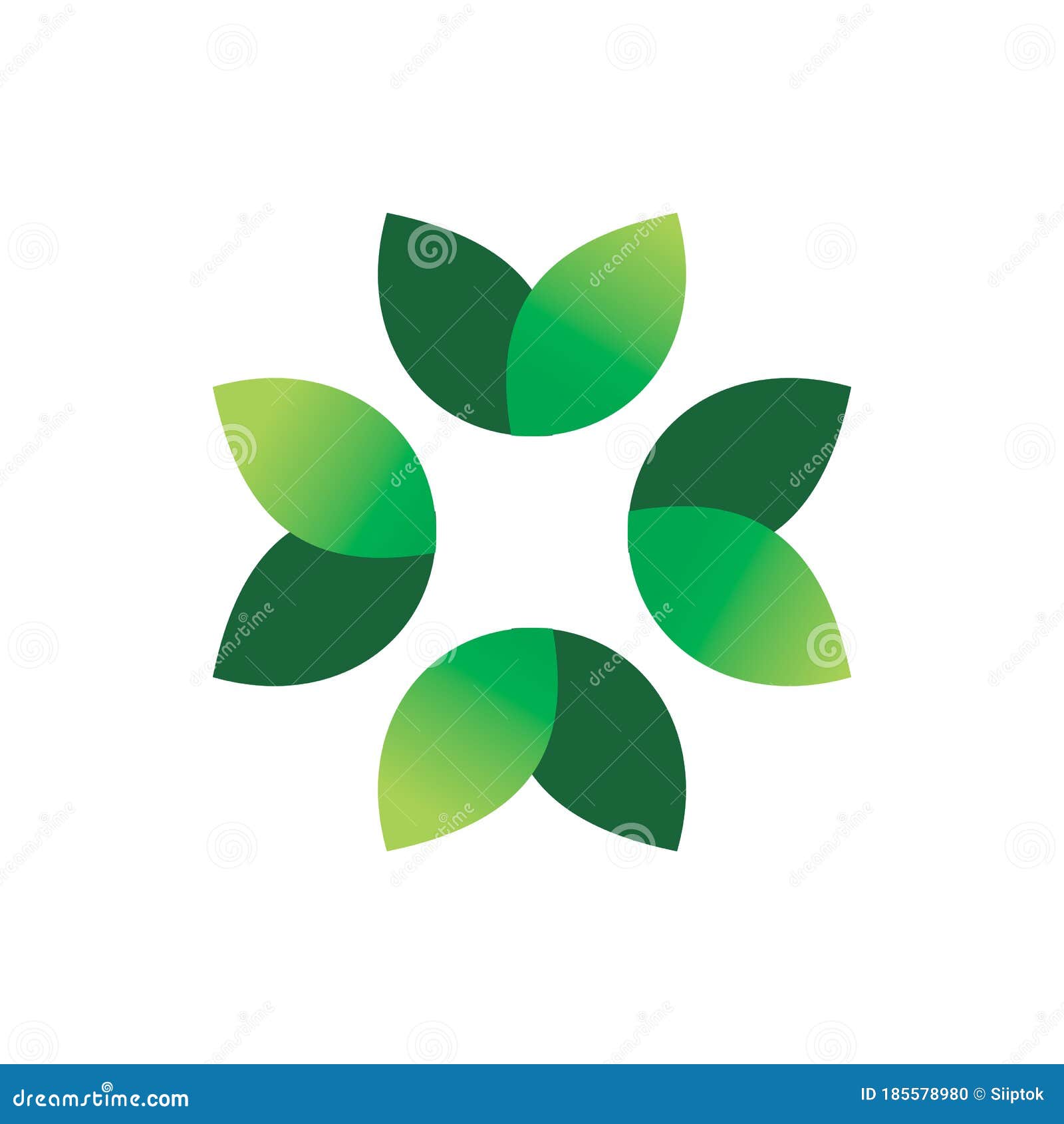 Green Nature Leaf Center Flower Group Team Community Logo Design Stock ...