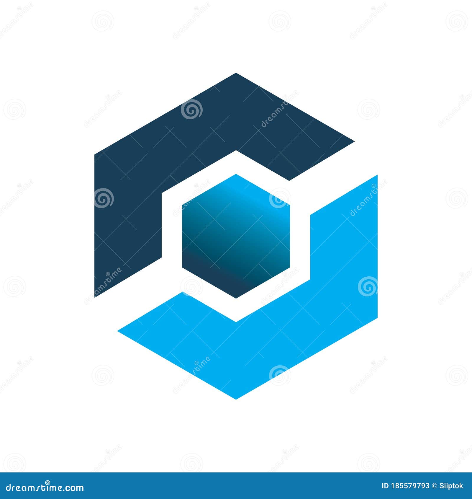 Blue Color Hexagon Color Line Shape Logo Design Stock Vector ...