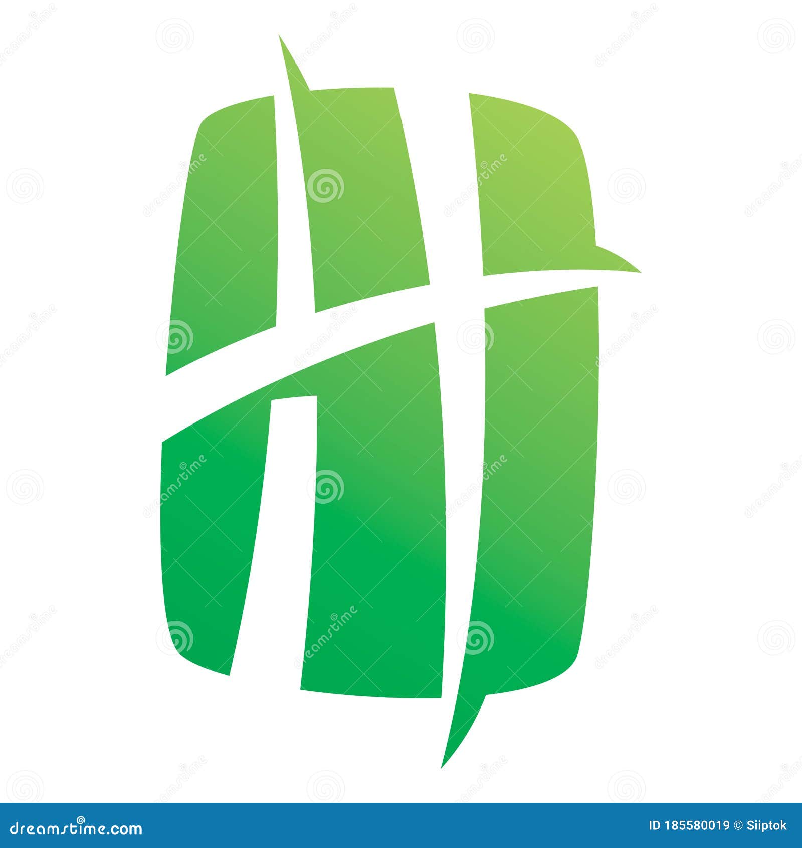 Square Font Letter H Bamboo Green Nature Leaf Logo Design Stock Vector ...