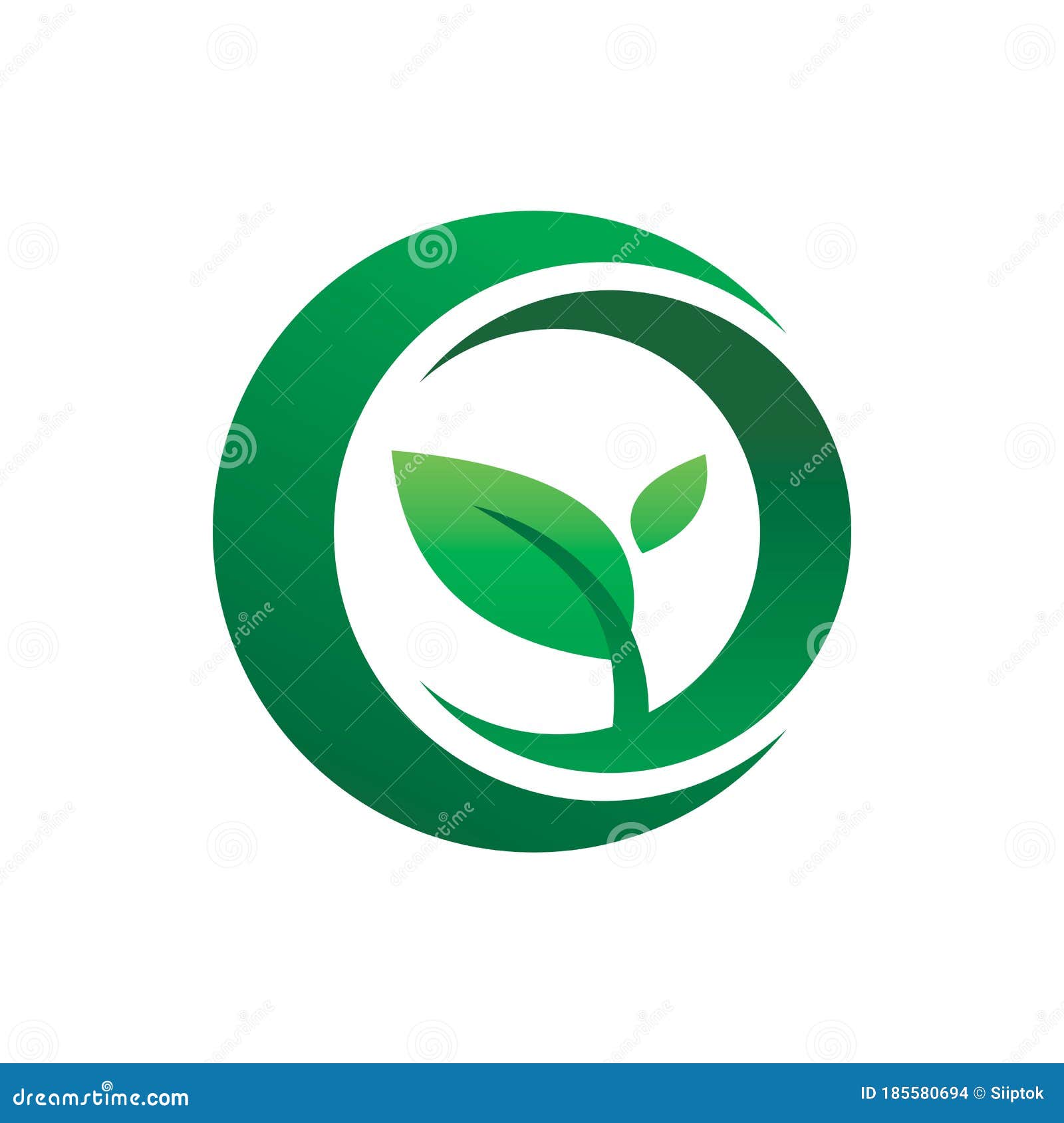Green Nature Leaf Cirle Ring Logo Design Stock Vector - Illustration of ...