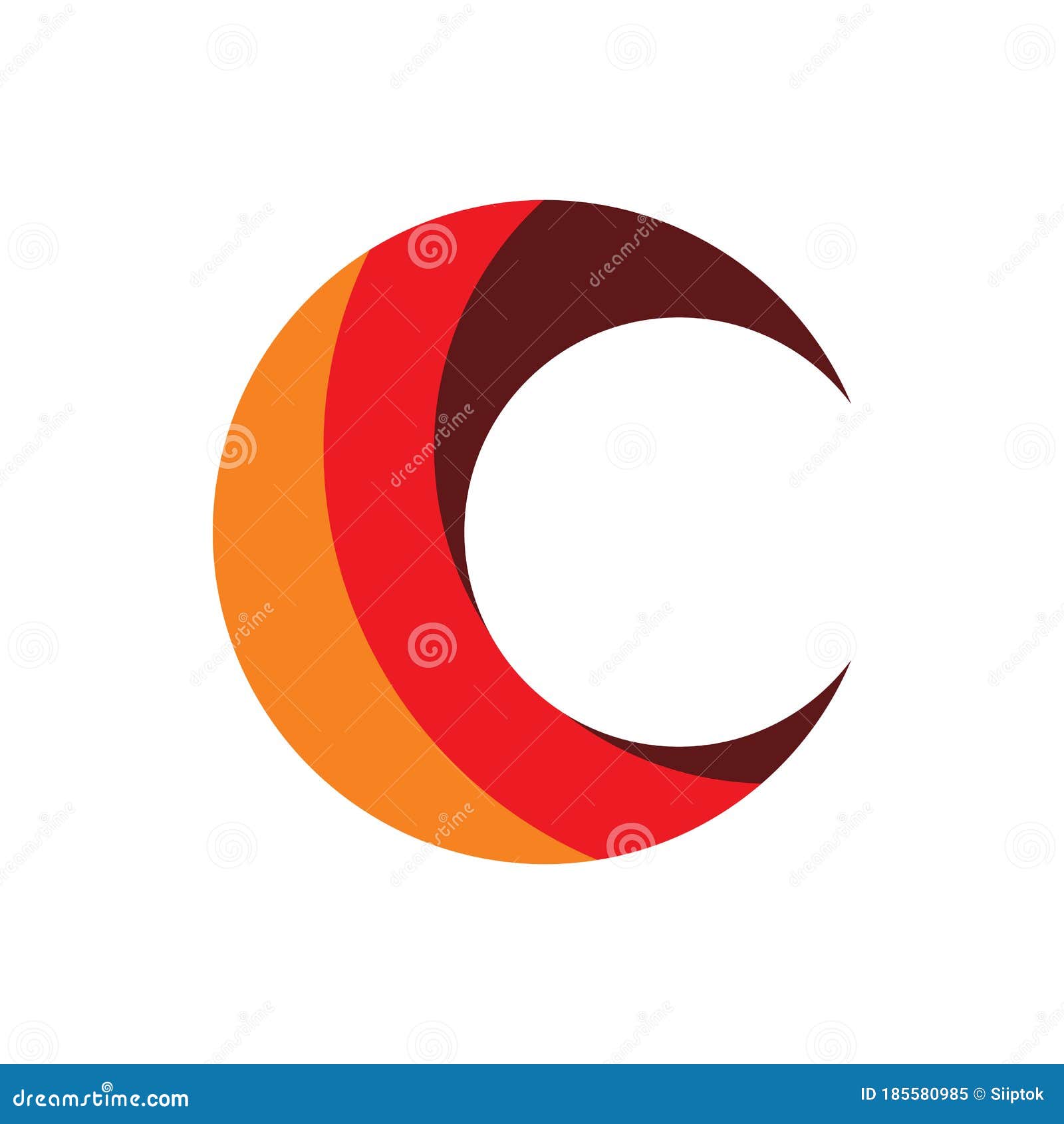 Modern Full Color Circle Font Letter C Moon Shape Logo Design Stock ...