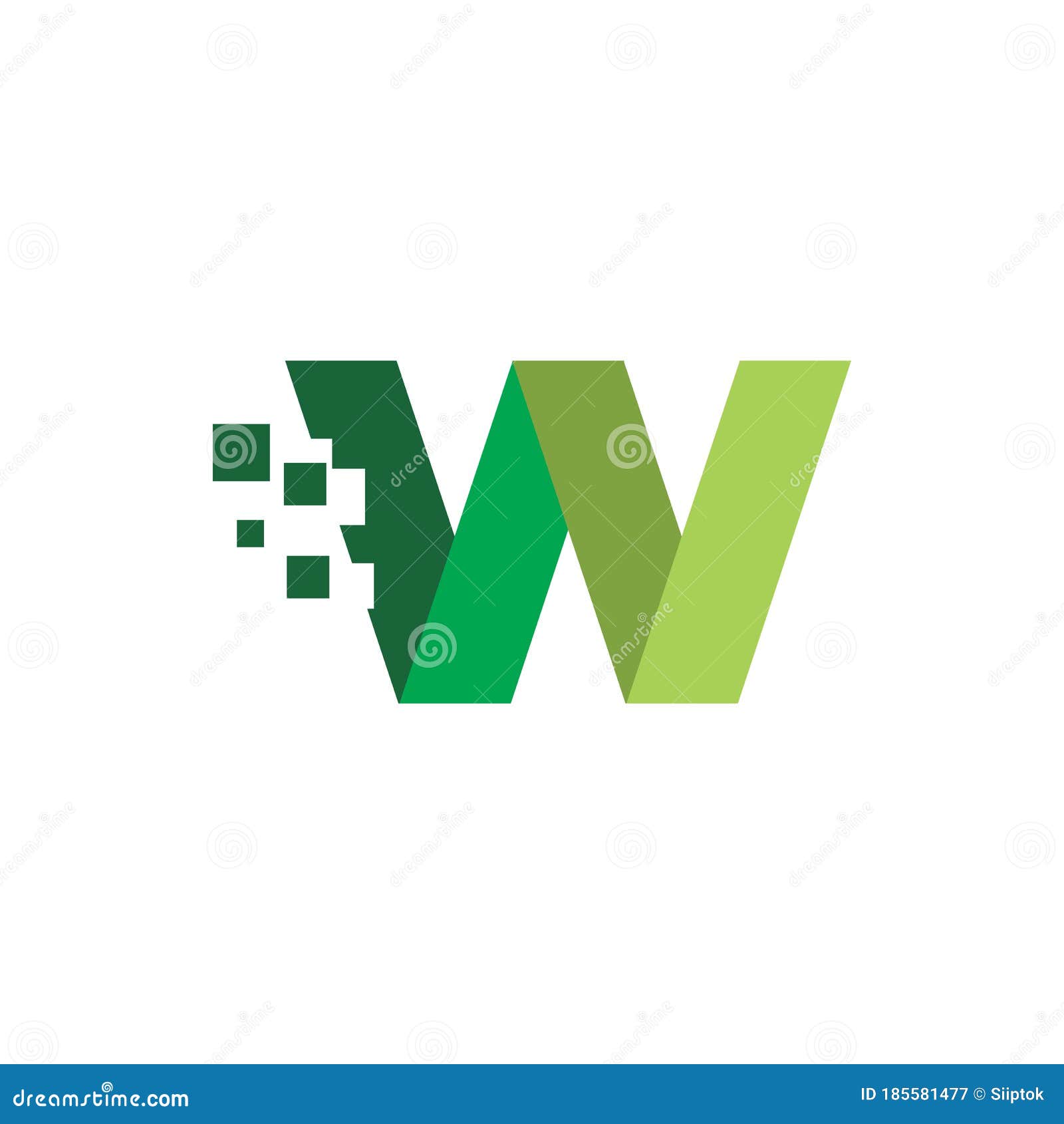 Green Pixel Font Letter W Logo Design Stock Vector - Illustration of ...