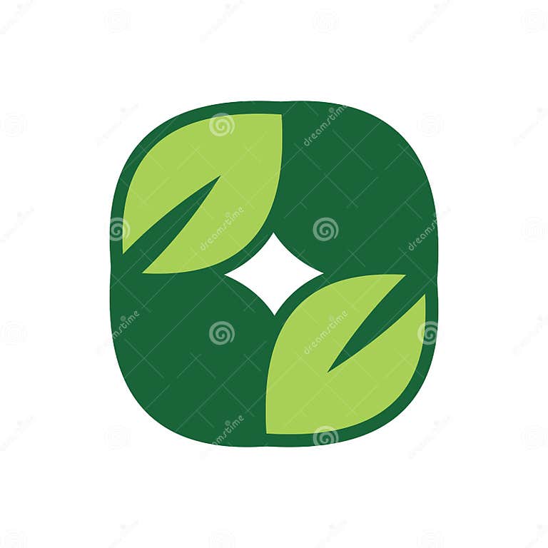 Rounded Green Nature Square Leaf Logo Design Stock Vector ...