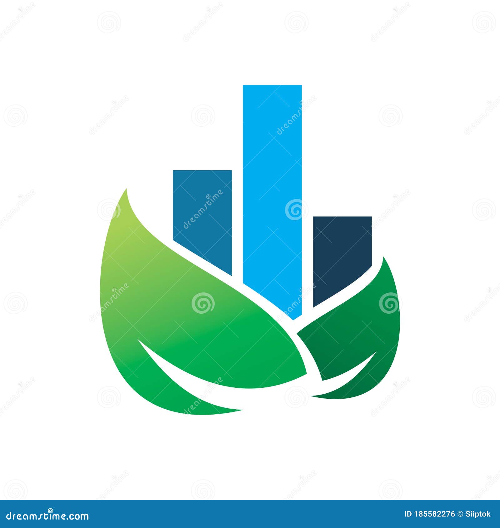 Green Nature Leaf Building Tower Logo Design Stock Vector ...
