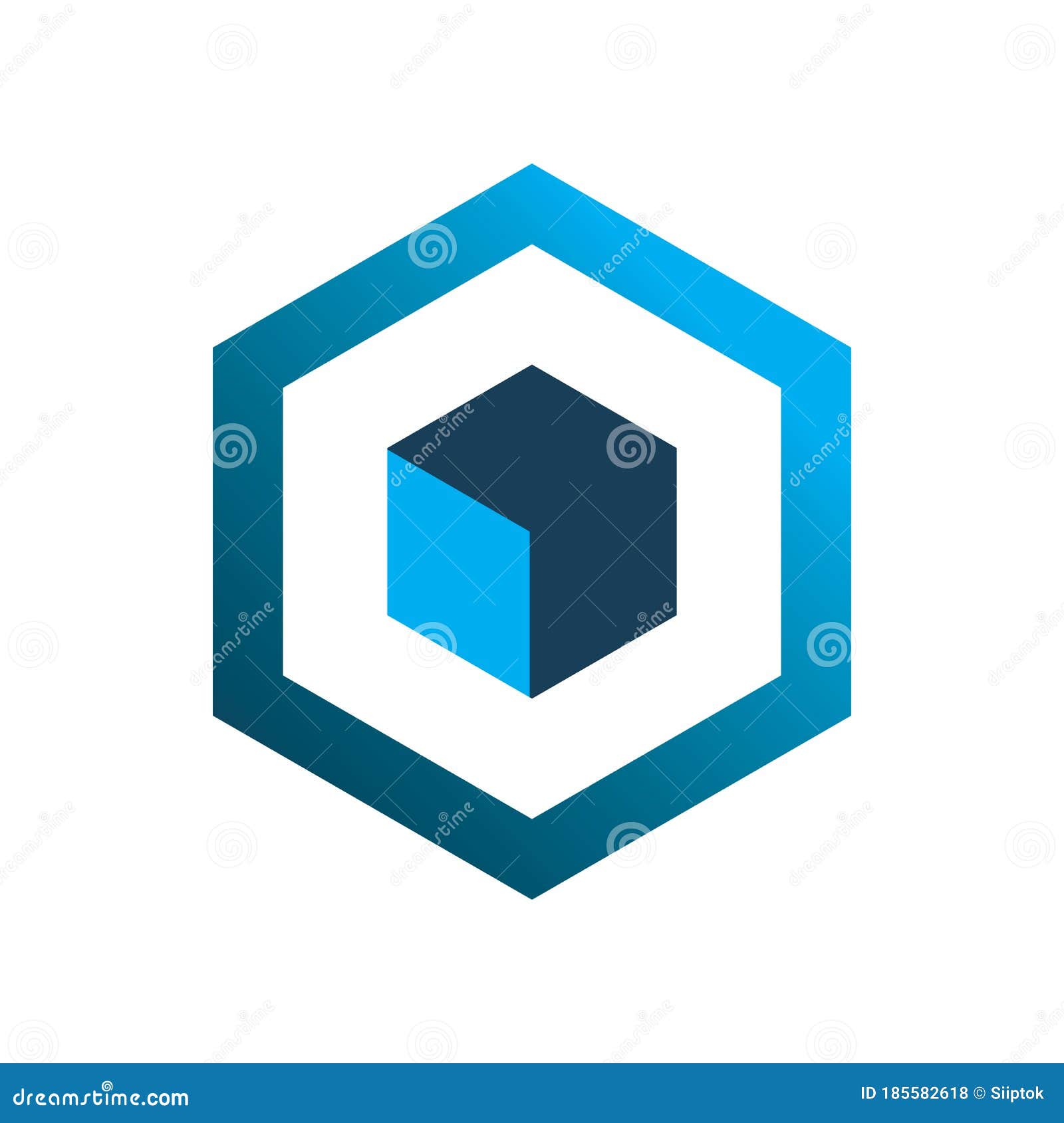 Blue Cube Hexagon Color Line Logo Design Stock Vector - Illustration of ...