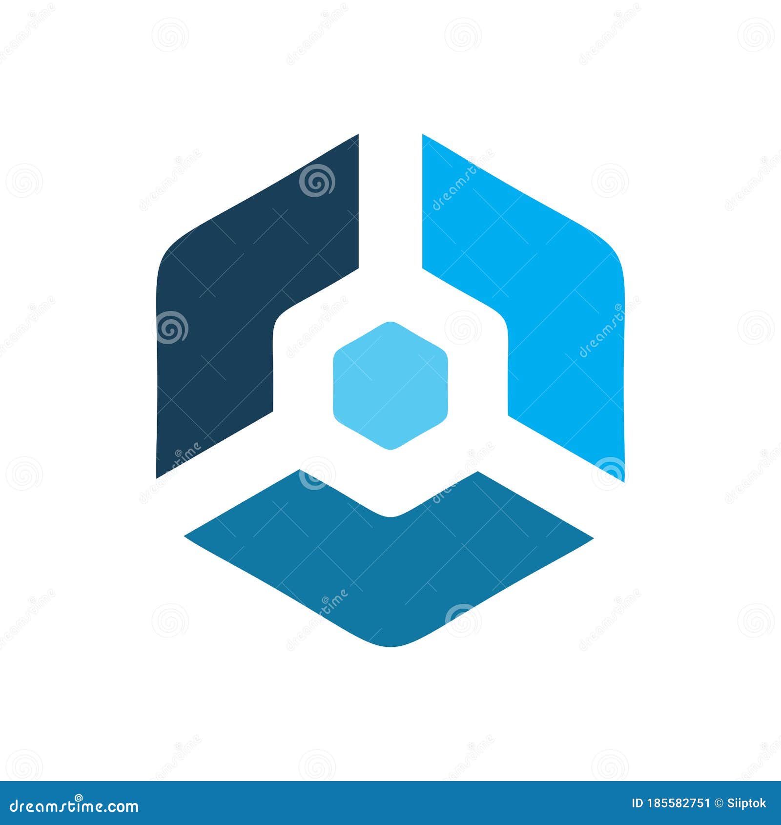 Blue Hexagon Cube Logo Design Stock Vector - Illustration of form, icon ...