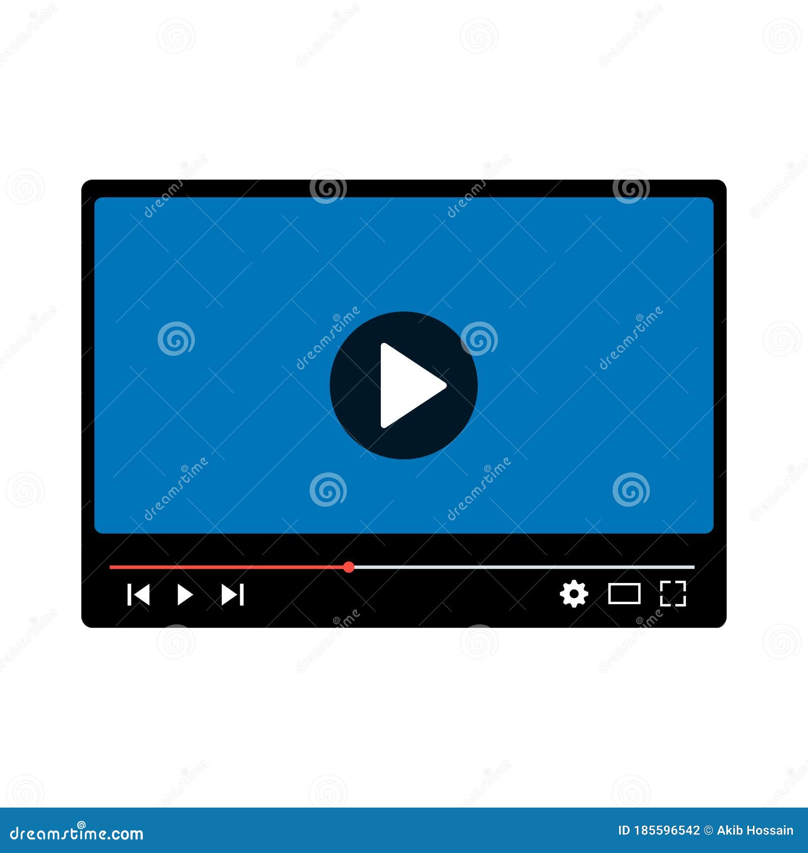 Vector- Blue Video Play Button Icon Stock Vector - Illustration of blue ...