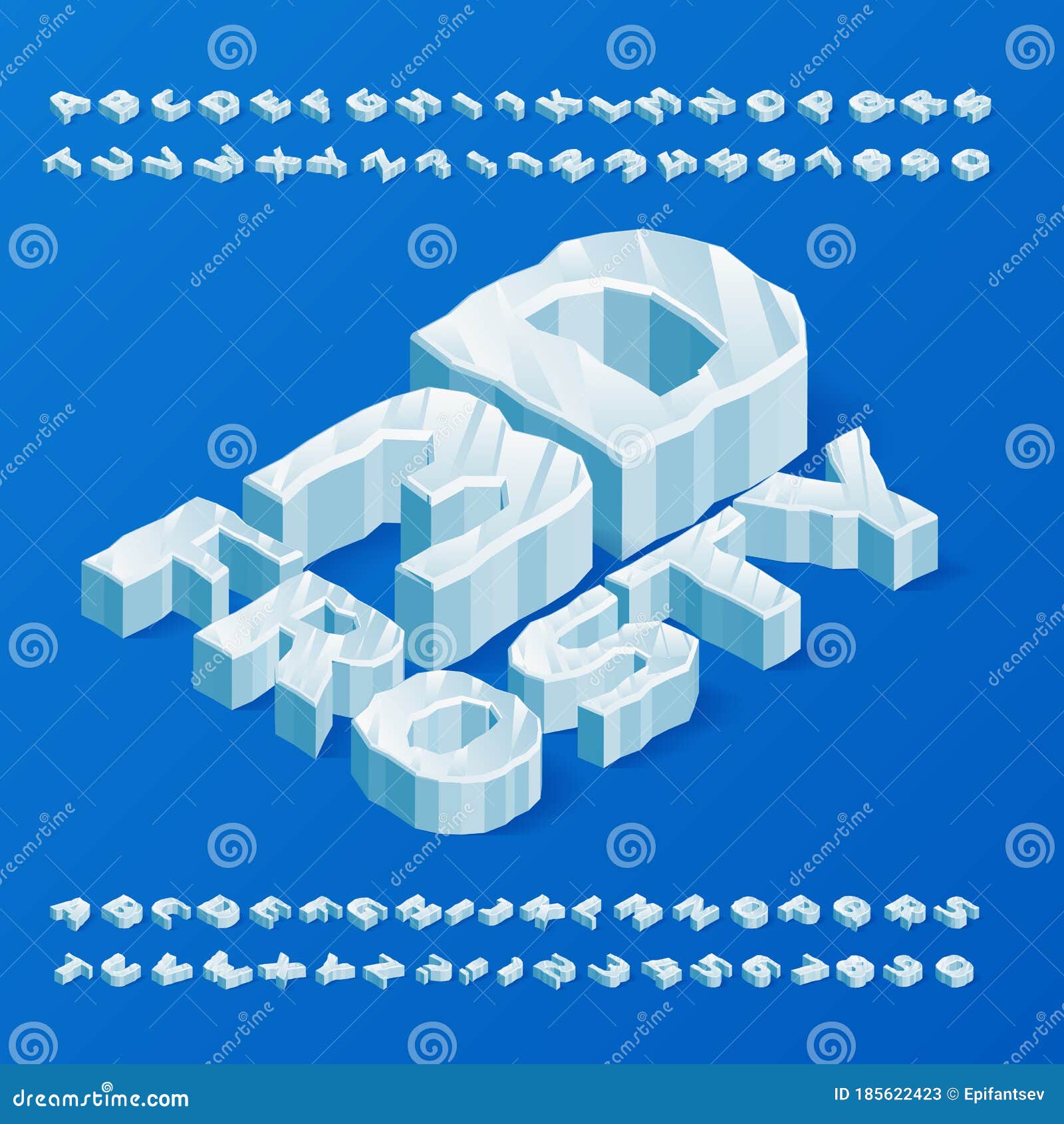 3D Frosty Alphabet Font. 3D Isometric Ice Letters And Numbers. Cartoon ...